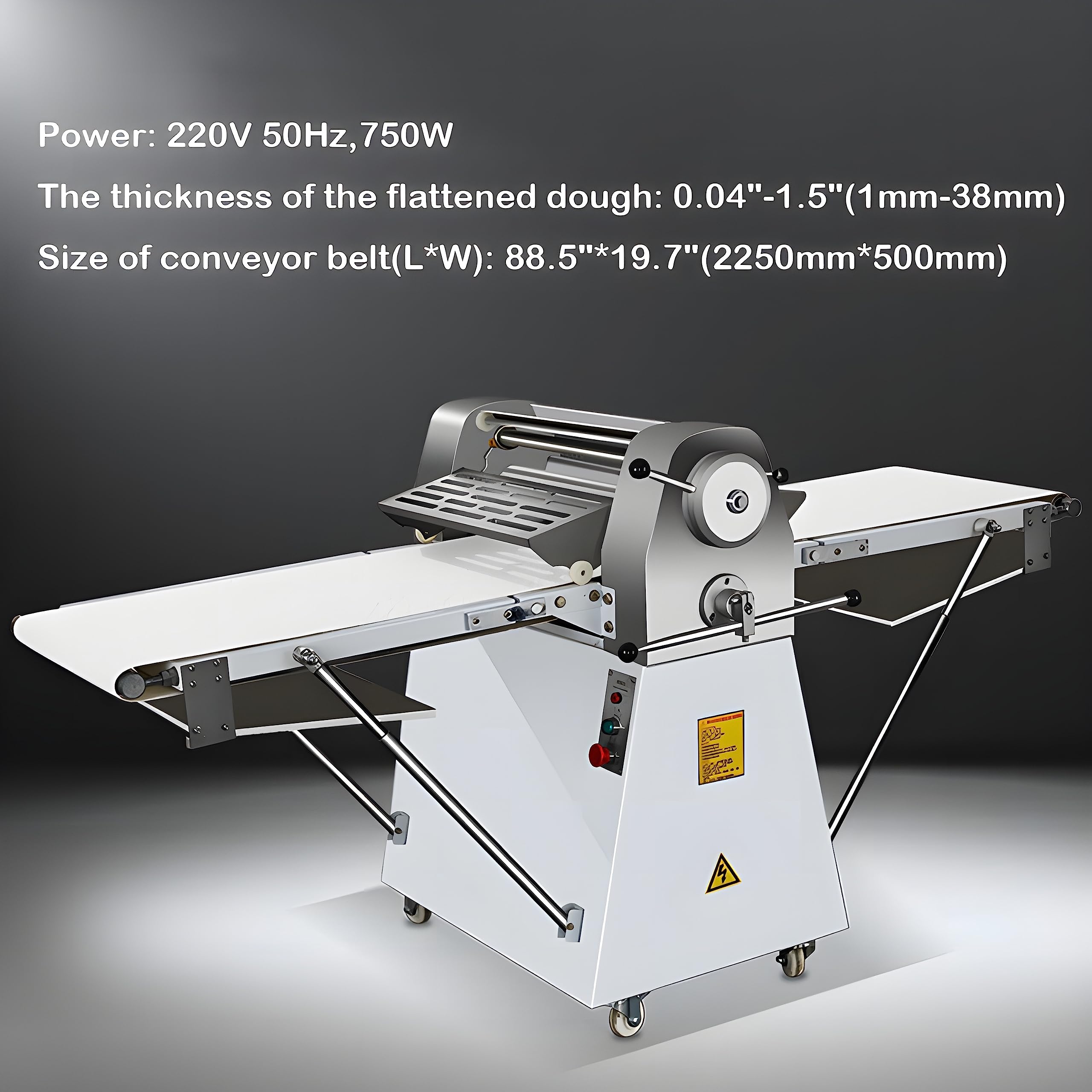 HayWHNKN Dough Sheeter Commercial Pizza Dough Roller Sheeter 20'' Reversible Foldable Dough Sheeter 0.06''-1.4'' Thickness Pasta Machine Croissant Pastry Danish Puff Pastry Bakery Roller 220V
