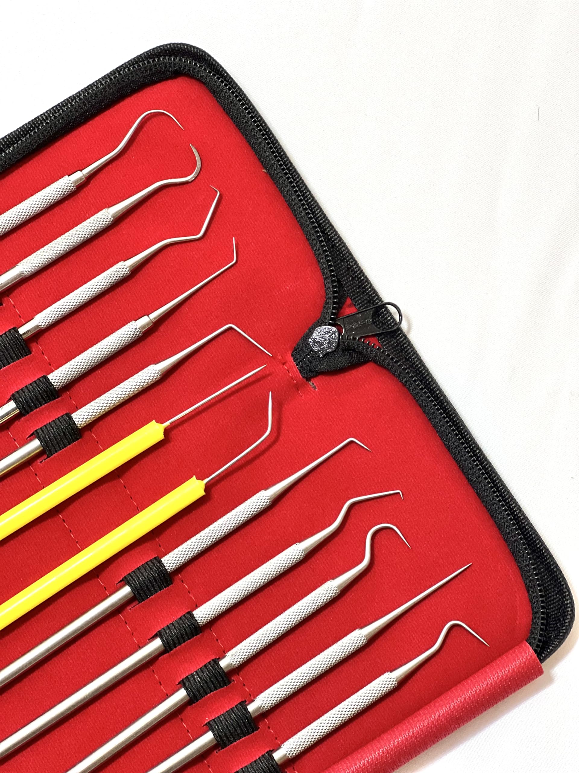 Premium Set of 12 Stainless Steel Precision Micro Probe Set Combo-Straight, Single, Short Double, Long Double, Triple and Hook Tips -Pick Tool Set 5.5"(14CM) (Set of 5 Each)