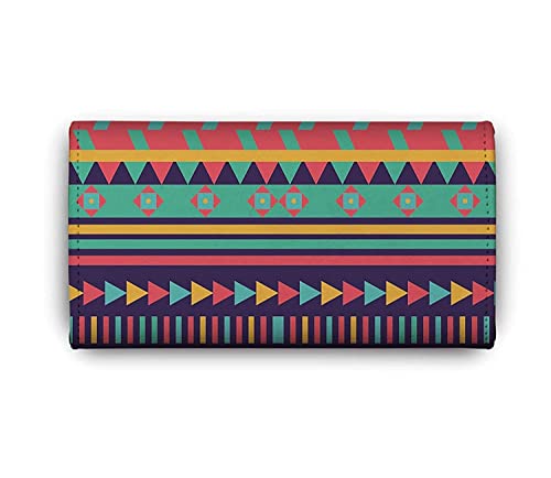 ShopMantra Women's Triangular Art Pattern Faux Leather Printed Wallet | Wallet for Women | Ladies Purse | Clutch | Multiple Card Holder Organizer and Phone Pocket Zip Wallet.