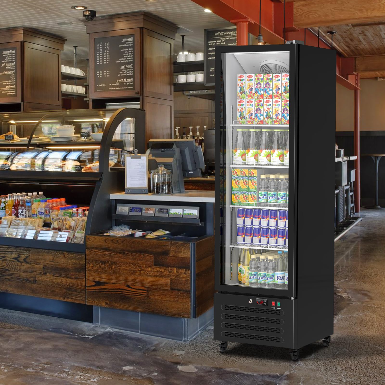 GarveeTech Commercial Display Refrigerator, 11.6 Cu Ft Beverage Refrigerator Display Fridge, Double-layer Glass Door Upright Merchandiser Drink Cooler with Adjustable Shelves & Drink Organizers