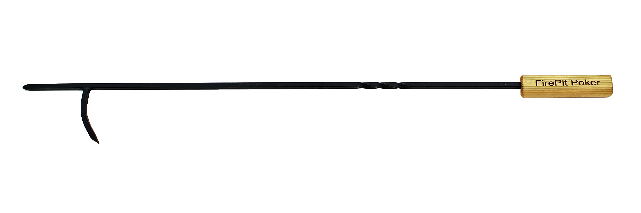 The Cottage Place Large Steel Fire Pit Poker with Wood Handle 40 Inch Long for Campfires, Fire Pits, Fireplaces, and Wood Stoves