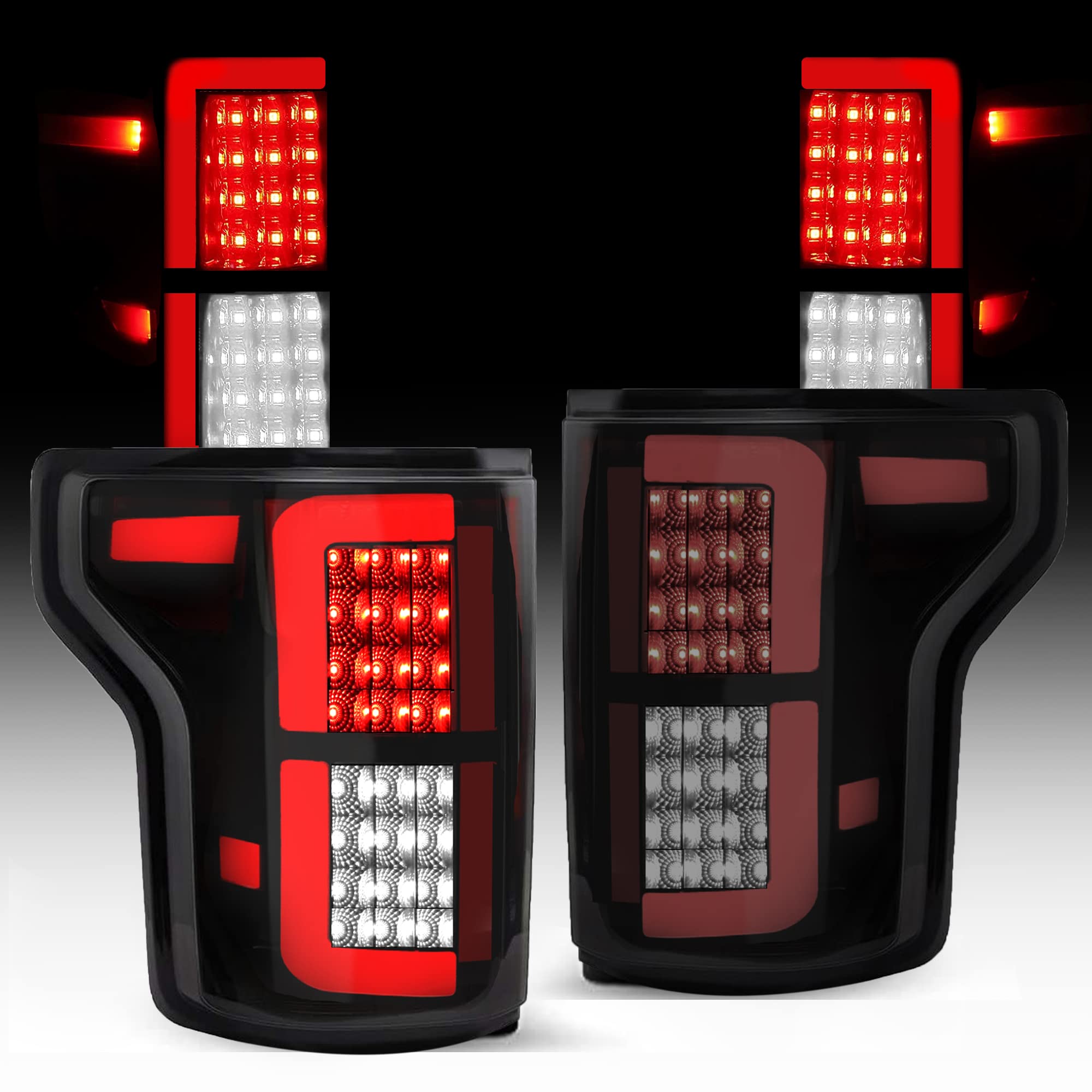 DRFG Replacement for F150 Tail Light 2015-2017 LED Tail Light Lamp for Ford Smoke lens Taillight Assembly Passenger and Driver Side