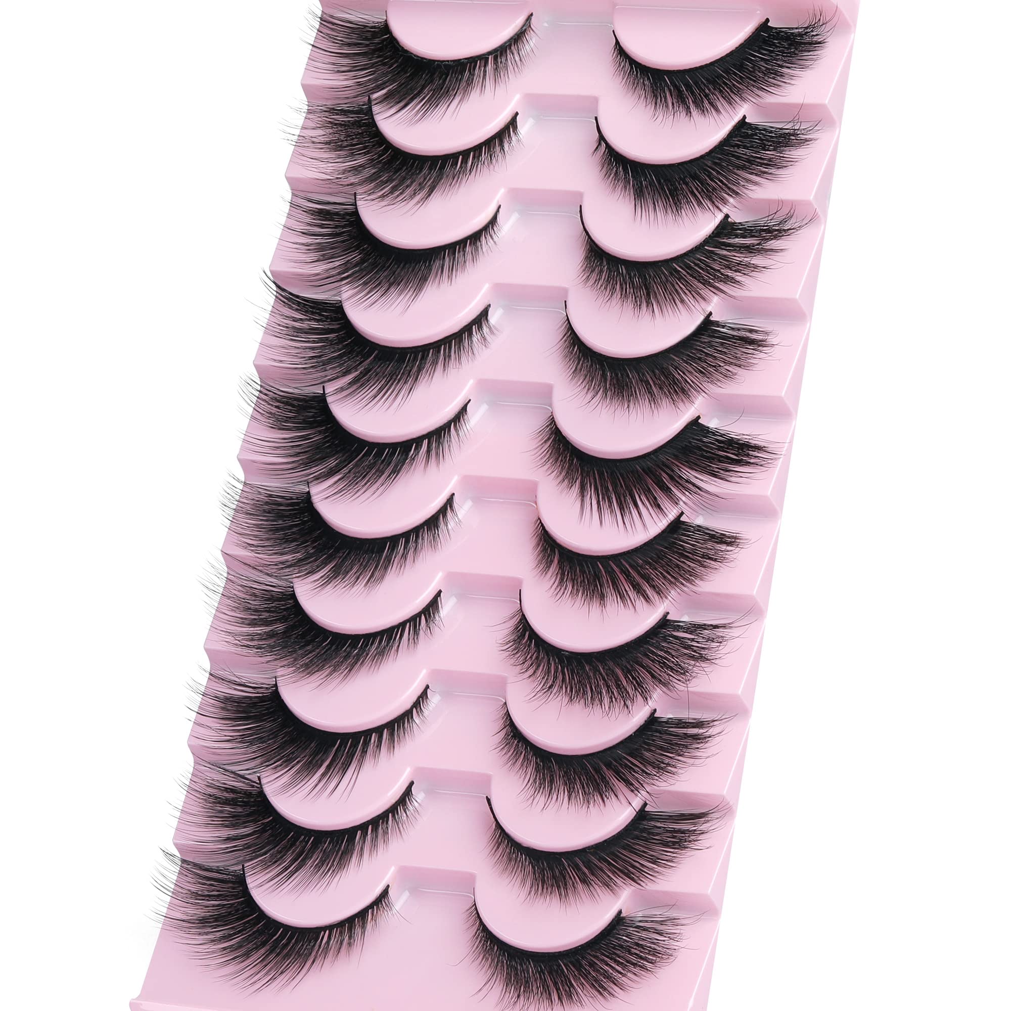 False Eyelashes Natural Look Strip Lashes L Curl Fox Eye Lashes Like Eyelash Extension Wispy Cat Eye lashes Pack Faux Mink Lashes Fluffy Volume Fake Eyelashes by zenotti
