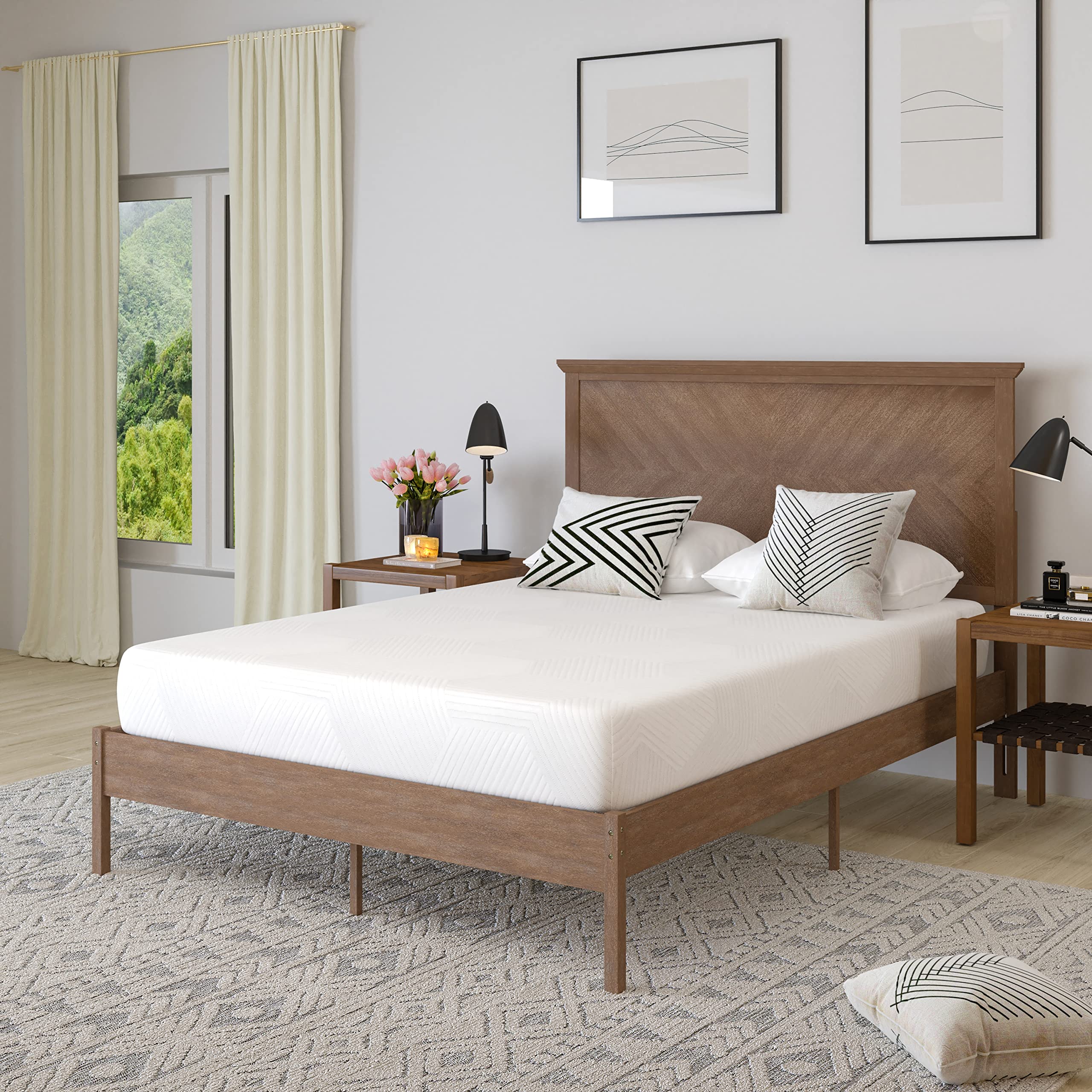 Merrick Lane Iris 8" Twin Mattress - 6" Poly Base - Green Tea Cooling Gel - 2" Charcoal Infused Gel Memory Foam - CertiPUR-US Certified Foam - Mattress in a Box