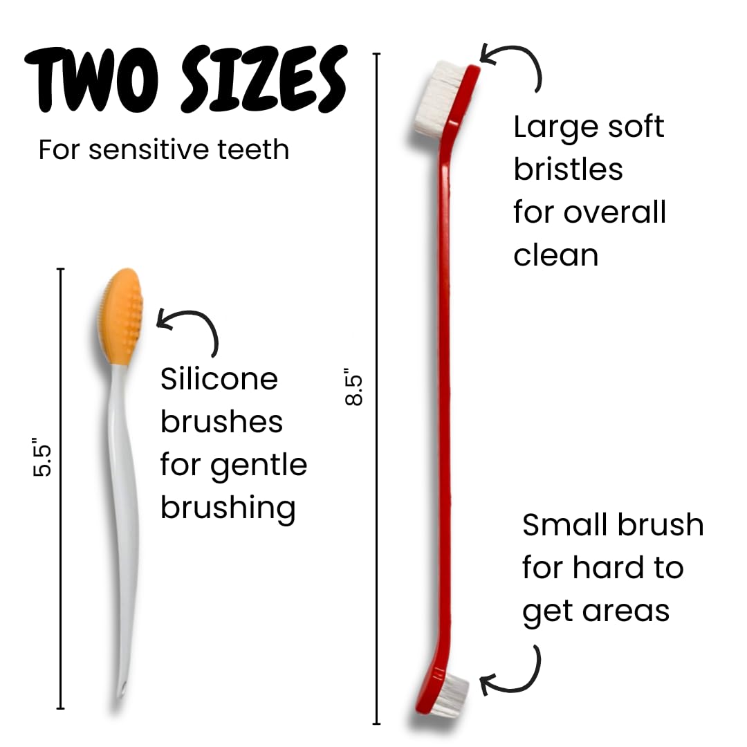 Otterly Pets 7-Piece Dog Toothbrush Set for Sensitive Teeth β 5 Double-Sided Silicone Brushes & 2 Soft Bristled Brushes for Gentle, Effective Cleaning