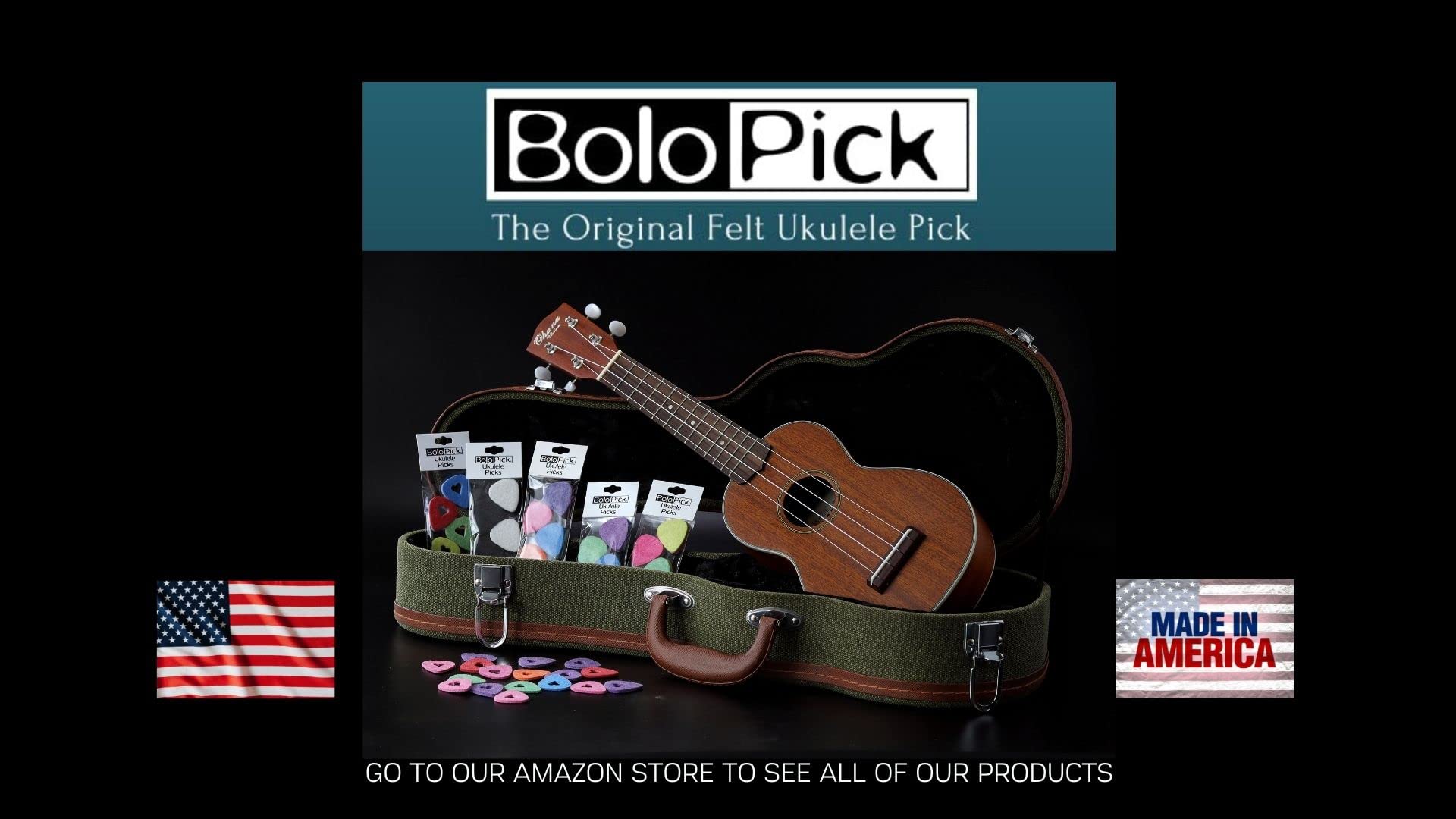 Ukulele Picks, BoloPick 12 Pack Original Recipe Black Felt Uke Picks for Ukulele, Guitar, Bass, Autoharp, Banjo