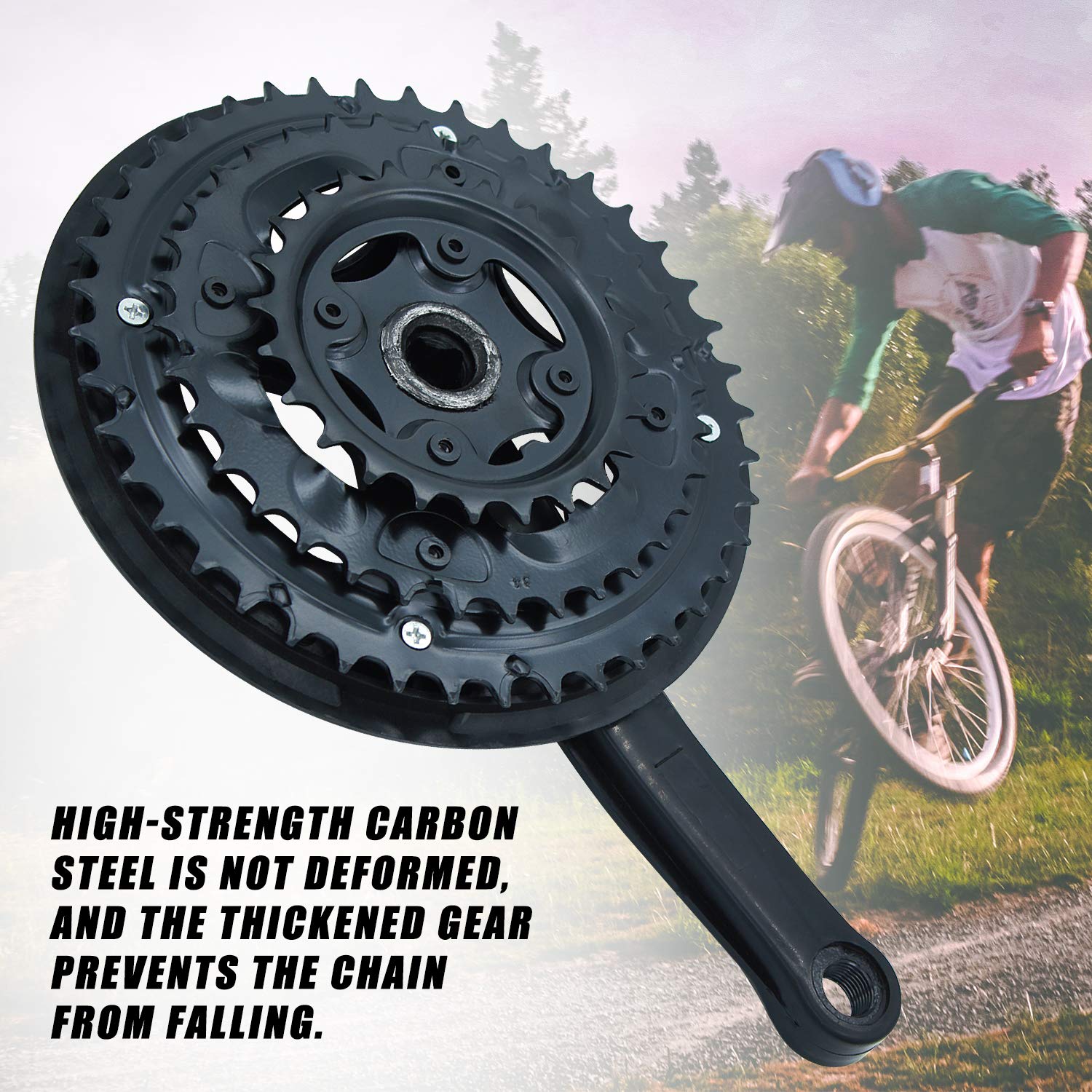 ColouredPeas Square Cone Mountain Crankset - 6/7/8 Speed 42T 34T 24T Universal Crank Set for Mountain Bikes, 170mm Crank Arm