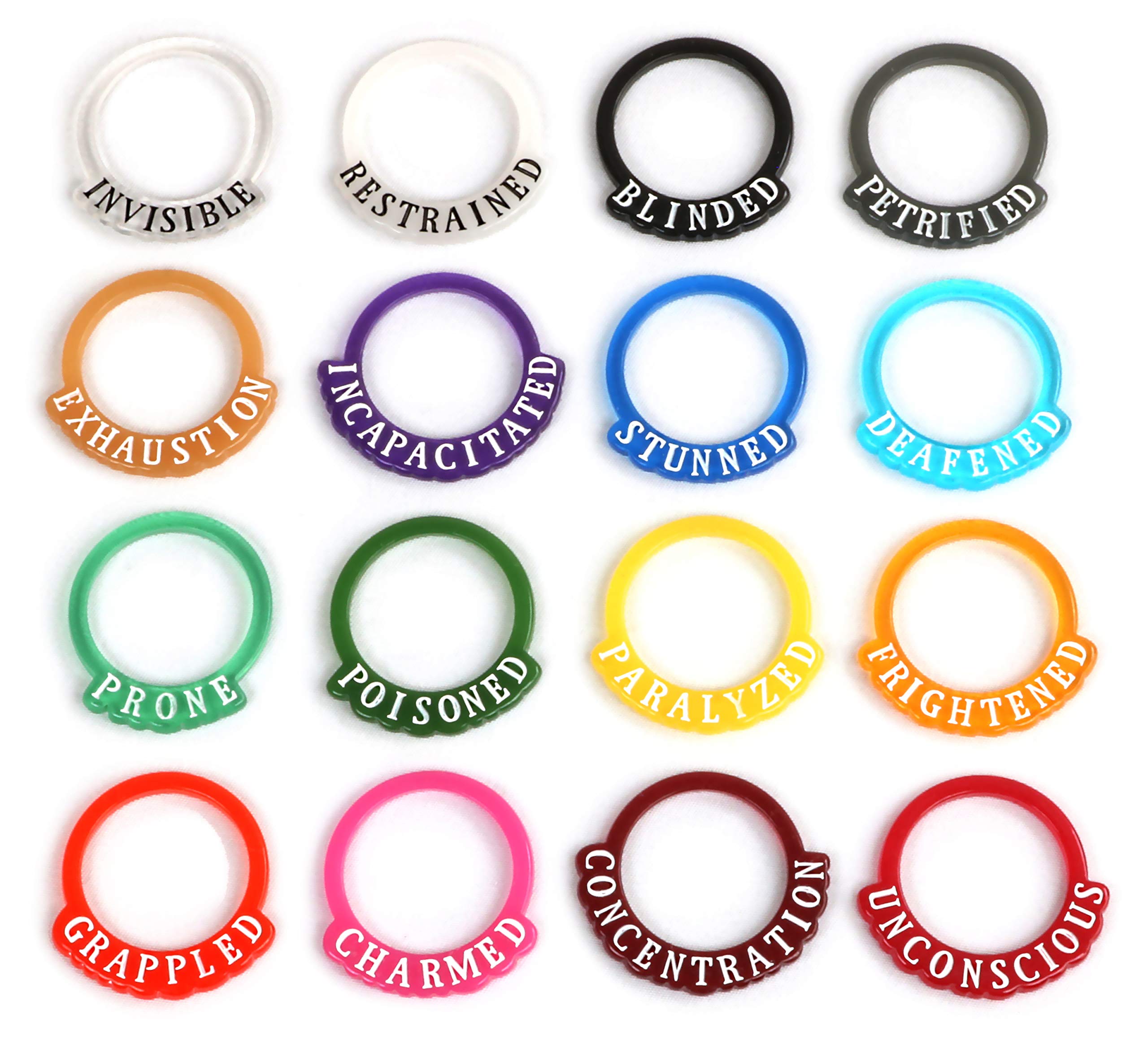 Chill Approach D&D Acrylic Condition Rings - D&D Condition Markers with Storage Case for Dungeons & Dragons, Pathfinder, and Other Tabletop RPG Miniatures, 64 Piece Set