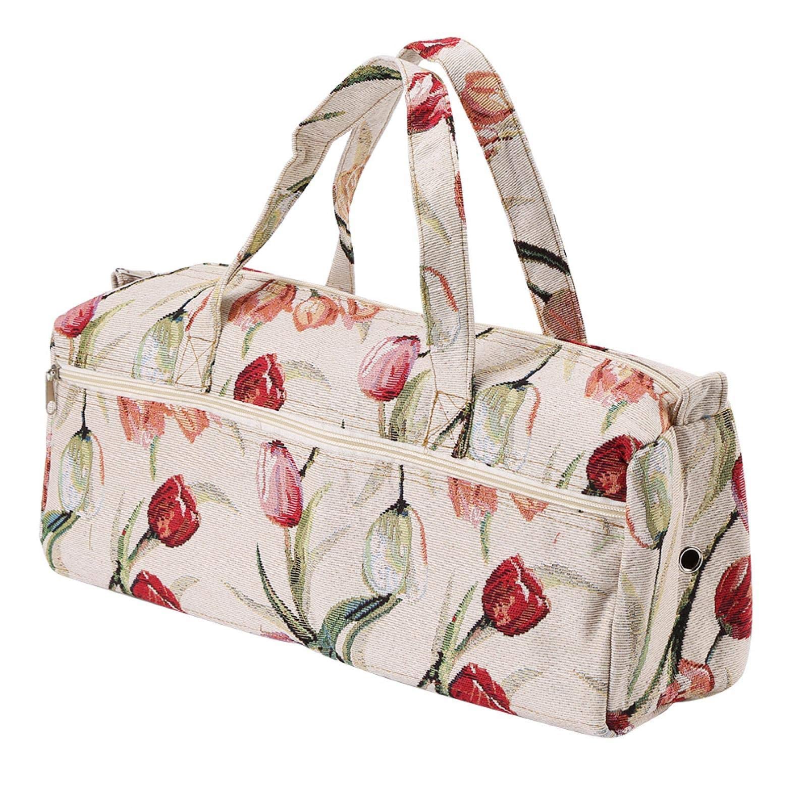Oumefar Knitting Bag, Household Fabric Bag Crafts Bag for Knitting Needles Storage Sewing Accessories Needles Organizer Bag(Red Tulip) Cosmeticcase