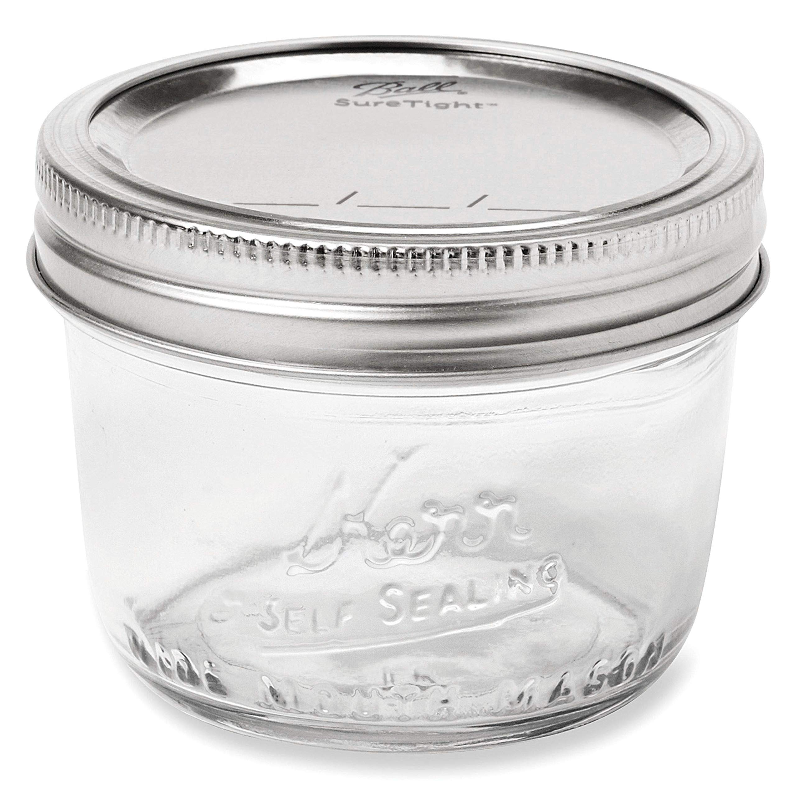 Kerr Wide Mouth Half-Pint Glass Mason Jars 8-Ounces with Lids and Bands 12-Count per Case (1-Case)