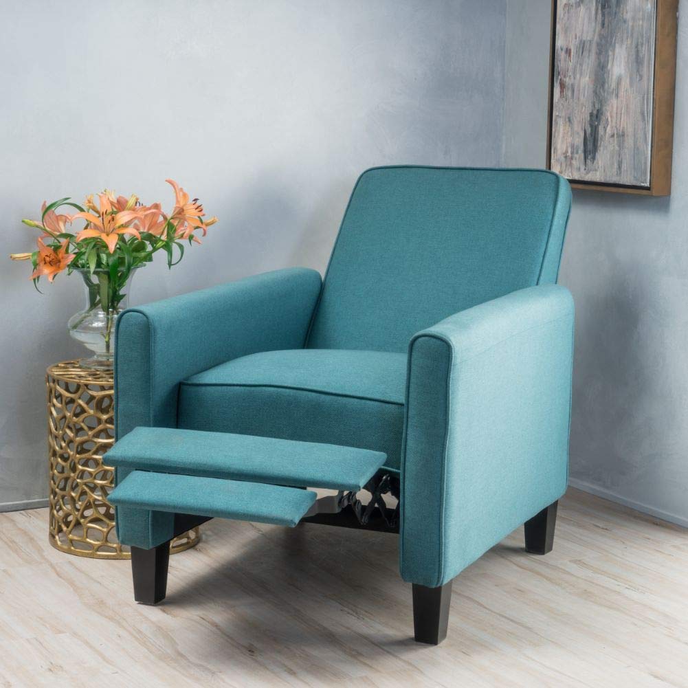 Christopher Knight Home Darvis Fabric Recliner Club Chair and GDFStudio Isadora New Velvet Throw Pillow Bundle