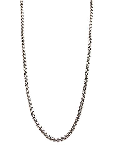 Dubai Collections Box Round Rolo Chain 3mm Fine 14k White Gold Necklace Women Men Jewelry Strong Solid plated Clasp Gift with Lobster (22.00)