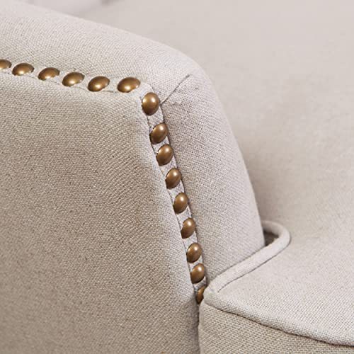 Christopher Knight Home Tafton Tufted Fabric Club Chair, Natural 35D x 33.5W x 34.5H in