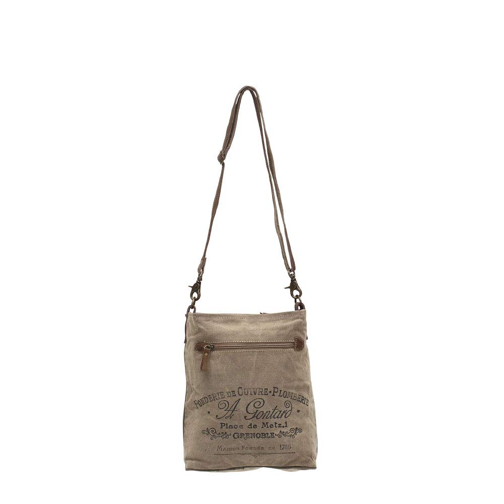 The Pocket Star Upcycled Canvas and Genuine Leather Crossbody Bag