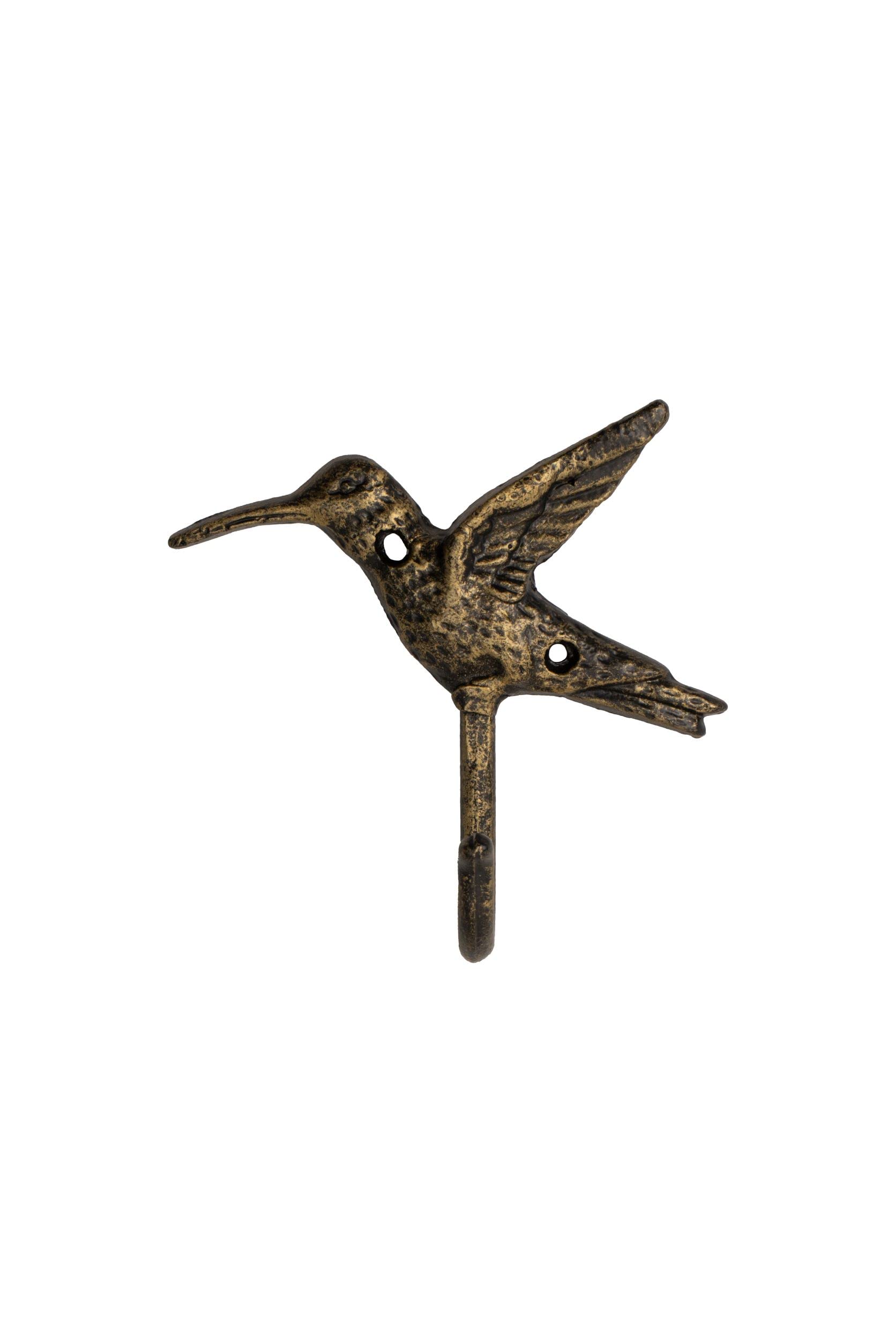 FantasHome Wall Mounted Cast Iron Home Decor Single Hook with Unique Design (Hummingbird)