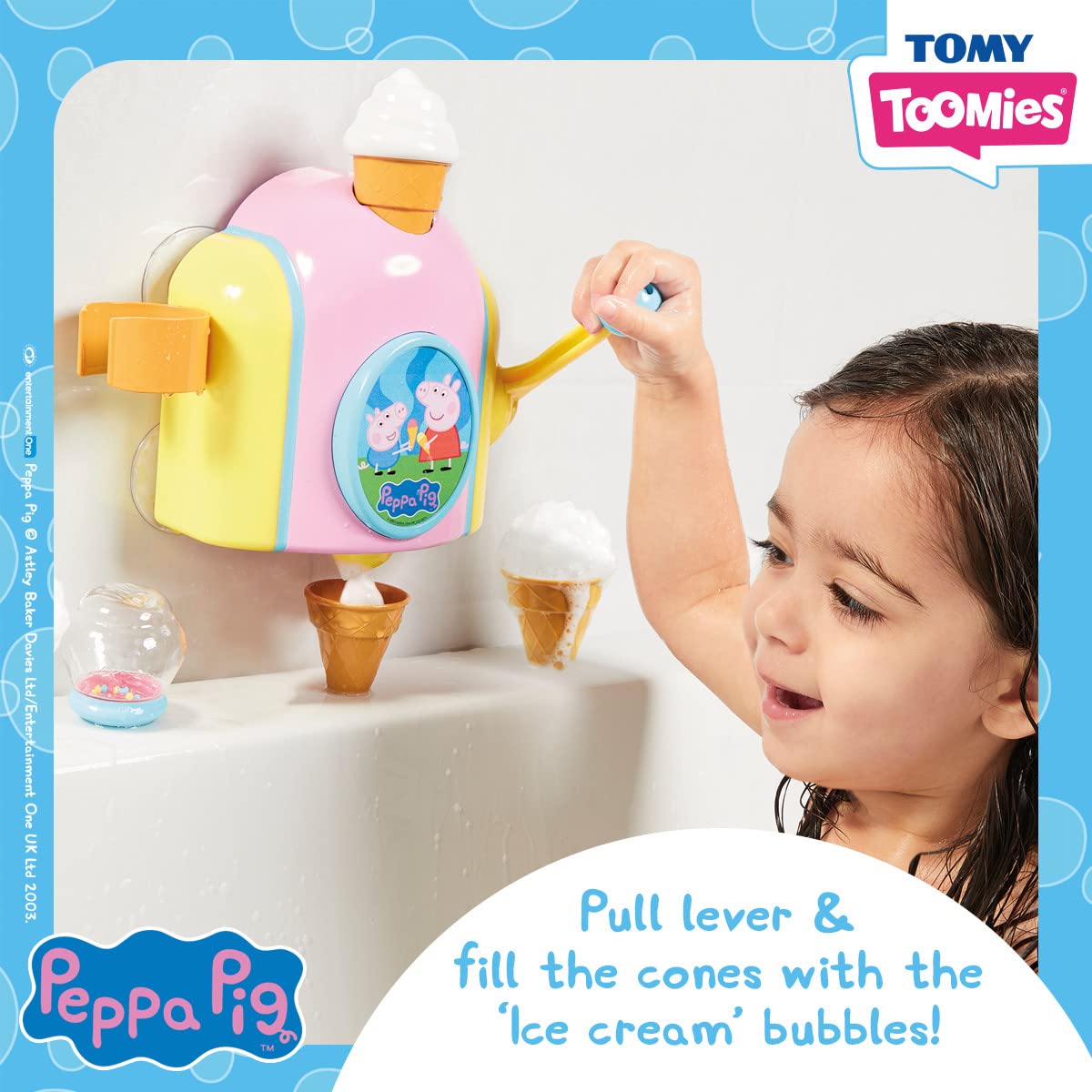 Toomies Peppa Pig Bubble Ice Cream Maker Bubble Bath Toy - Toddler Bath Toys Bubble Maker - Peppa Pig Toy with Foam-Producing Pump Action - Ages 18 Months and Up