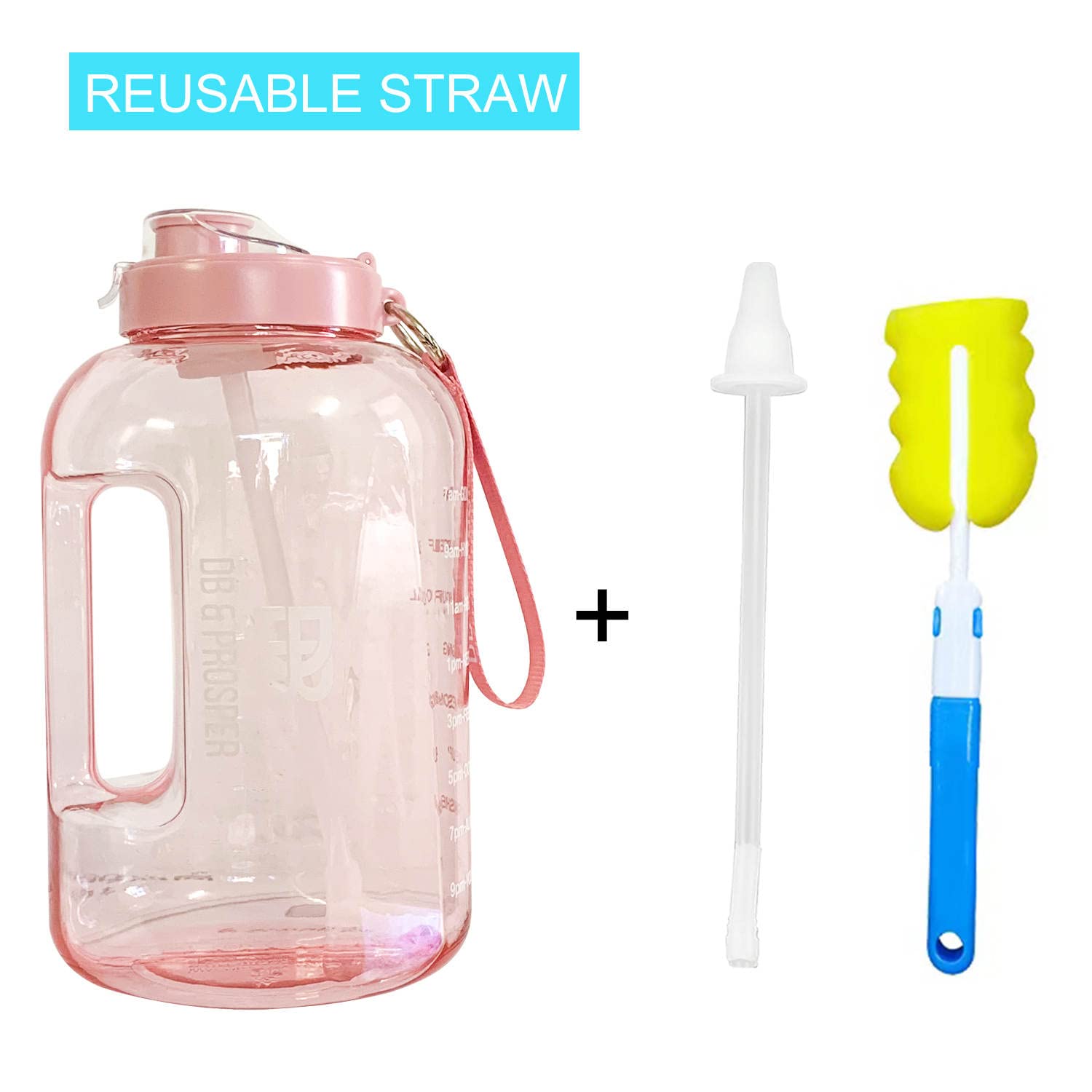 DB & PROSPER Large One Gallon Motivational Water Bottle With Time Marker | Bottles | Hydration | Gym | Exercise | Hiking | camping | water jugs | sports accessories | wellness