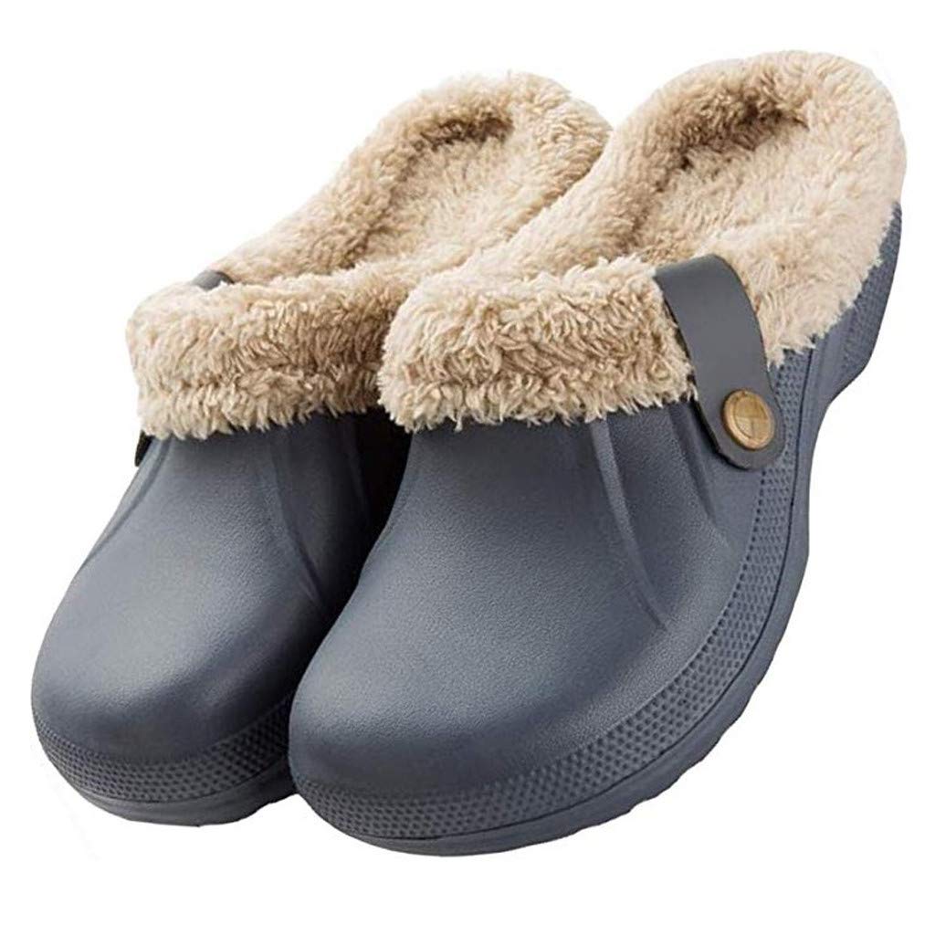 TooTu Waterproof Slippers Women Men Plush Lined Clogs Winter Garden Shoes Warm House Slippers Indoor Outdoor