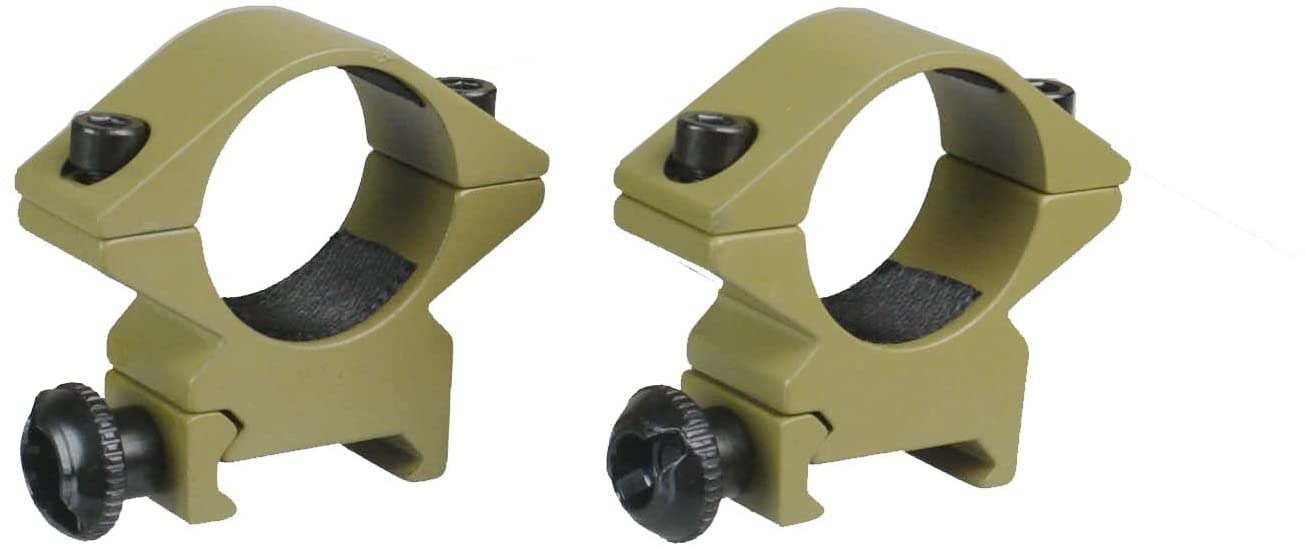 DB TAC INC Tan Color 2-7x32 Long Eye Relief Scout Scope with Weaver Scope Rings, Tan Dark Earth Anodized, Blue