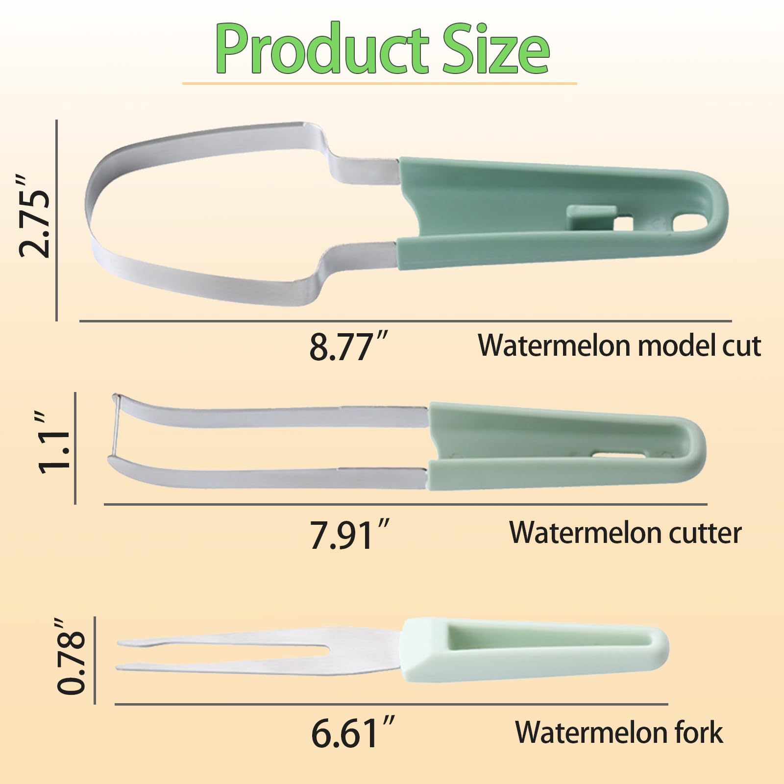 FANTEXY 3-in-1 Watermelon Fork Slicer Cutter,Stainless Steel Watermelon Popsicle Cutter Watermelon Cutter Slicer Tool Melon Cutter Knife Portability Fruit Fork for Camping Kitchen Gadgets
