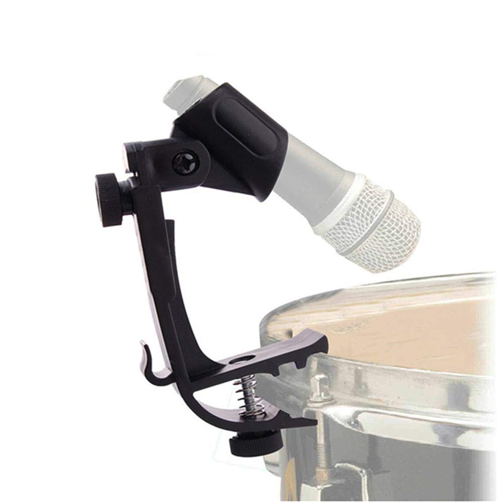Drum Mircophone Clips Adjustable Mic Mount Snare Rim Clamp Holder, Black 2 Packs