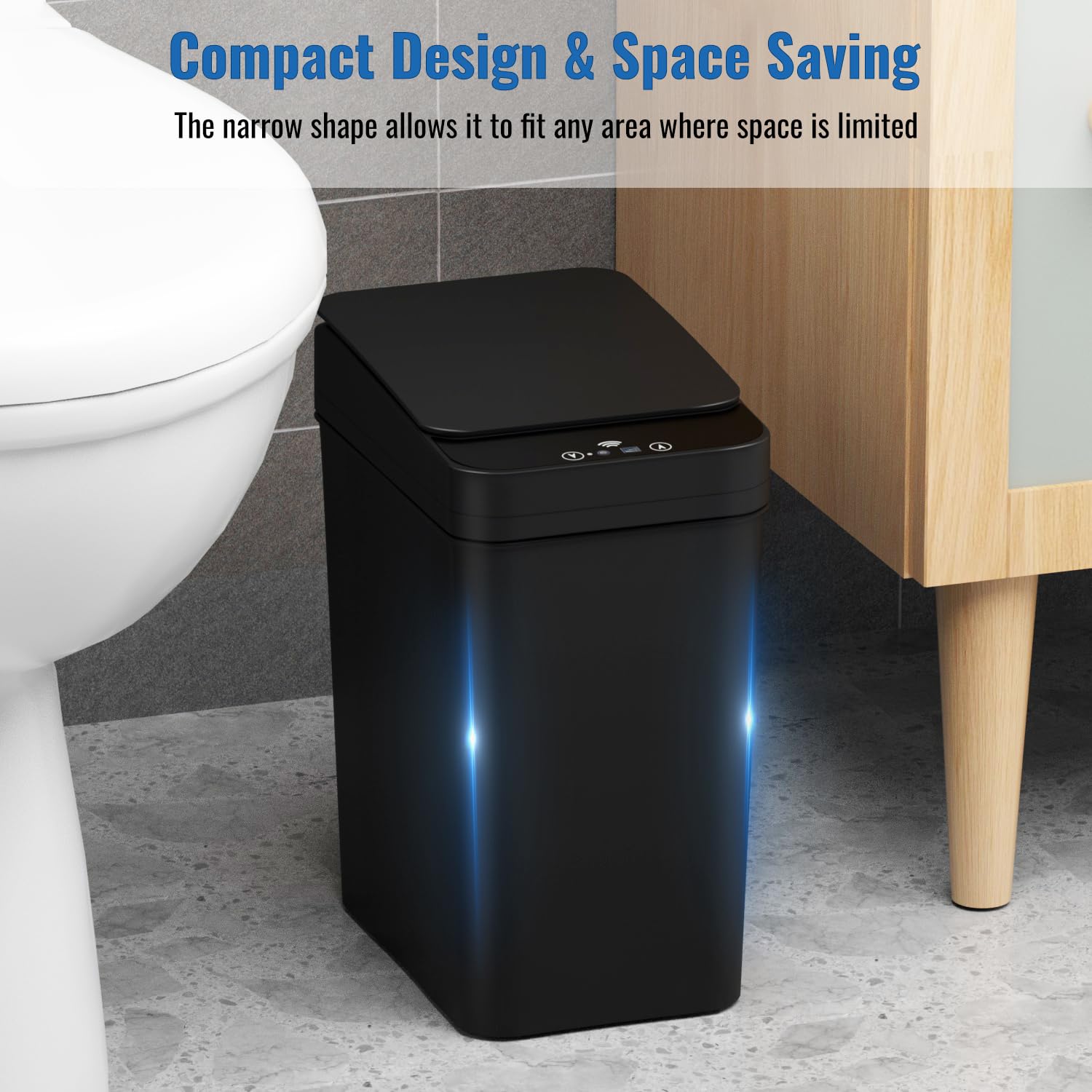 LMQML Bathroom Trash Can, 4 Gallon Automatic Motion Sensor Touchless Garbage Can; with Extra Trash Container, Waterproof Trash Bin with Lid, Smart Electric Trash Can for Kitchen, Office, Bedroom-White