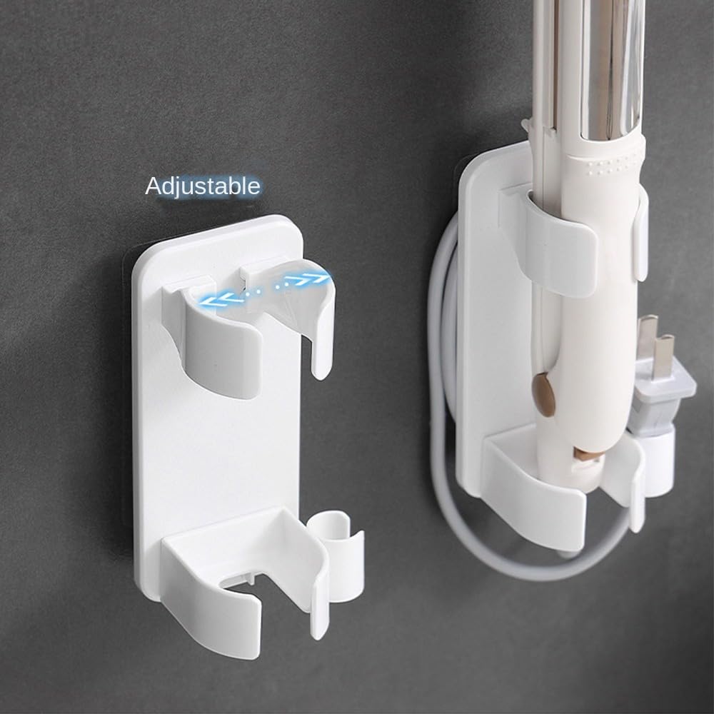 hobbyme 2Pcs Curling Iron Holder Wall Mounted,Plastic No Drilling Hair Dryer Rack,Multipurpose Hair Curler Holder White Curling Wand Rack for Bathroom