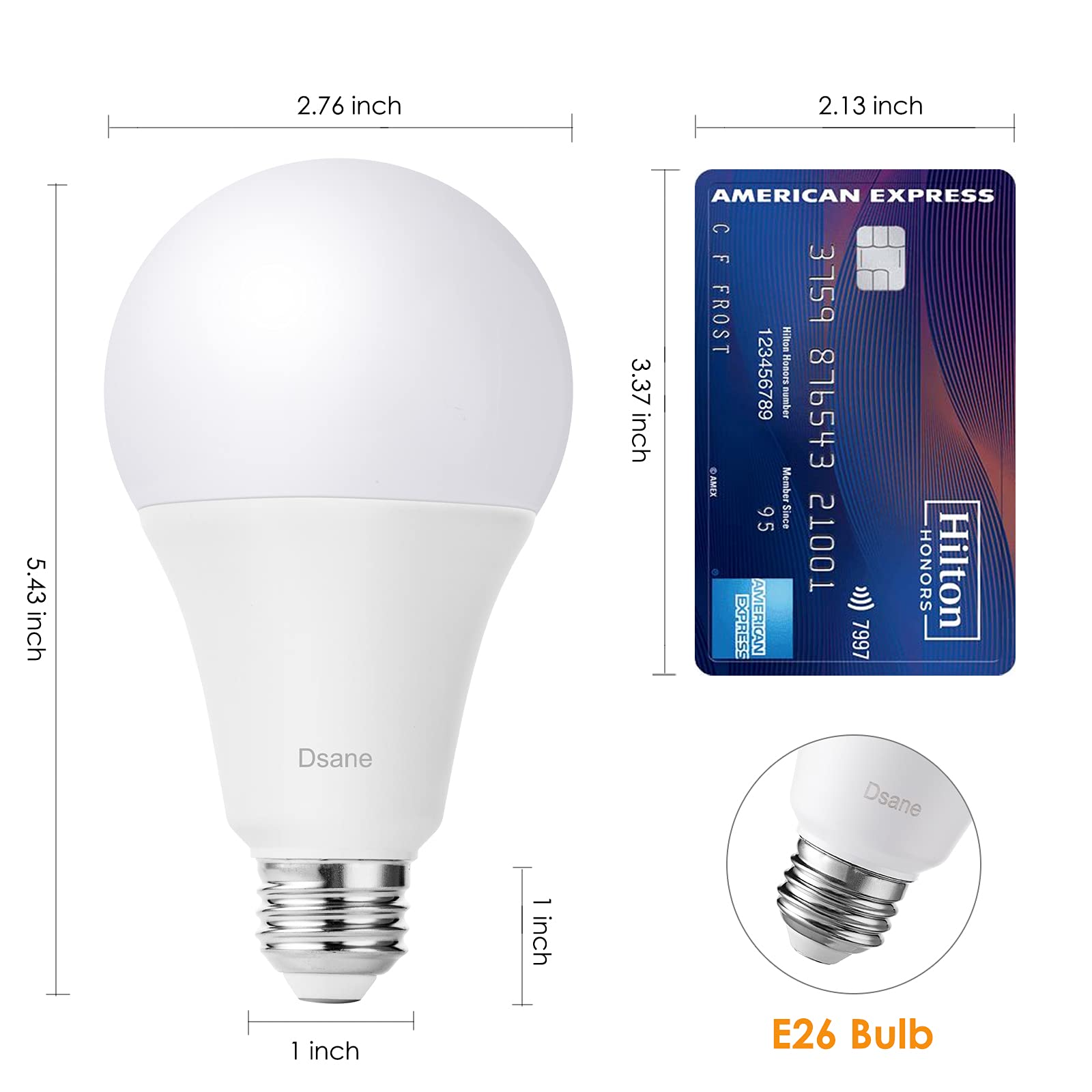 Dsane Super Bright Light Bulb 150 Watt Equivalent A21 LED Light Bulb, Warm White 3000K, 2200 High Lumens LED Bulb, E26 Base, Non-Dimmable, 2 Pack