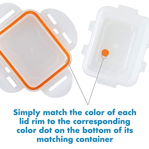 LOCK & LOCK Easy Essentials Color Mates Food Storage lids/Airtight containers, BPA Free, 18 Piece, Clear
