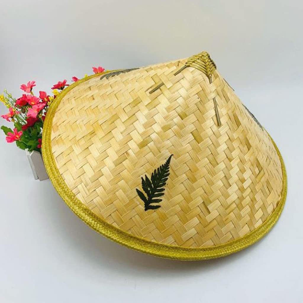 DSFEOIGY Handmade Weave Straw Hat Chinese Retro Style Fisherman Sun Hat Bamboo Rattan (Color : A, Size : One Size)