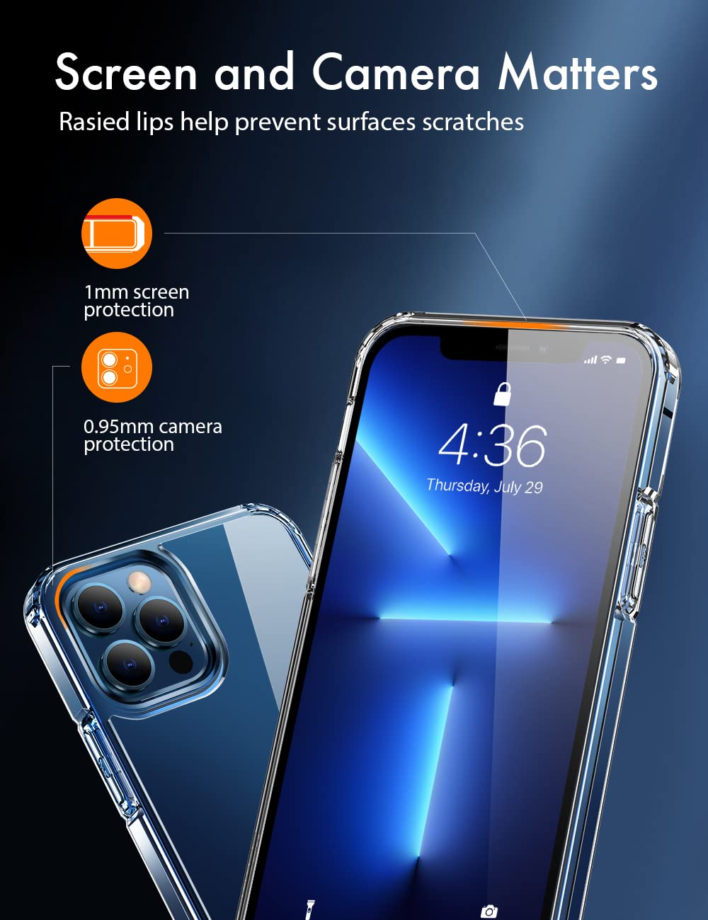 DEEBOX Crystal Clear Designed for iPhone 13 Pro Max Case (2021), [Not Yellowing] Shockproof Protective Phone Case Slim Thin Cover 6.7 inch, Clear