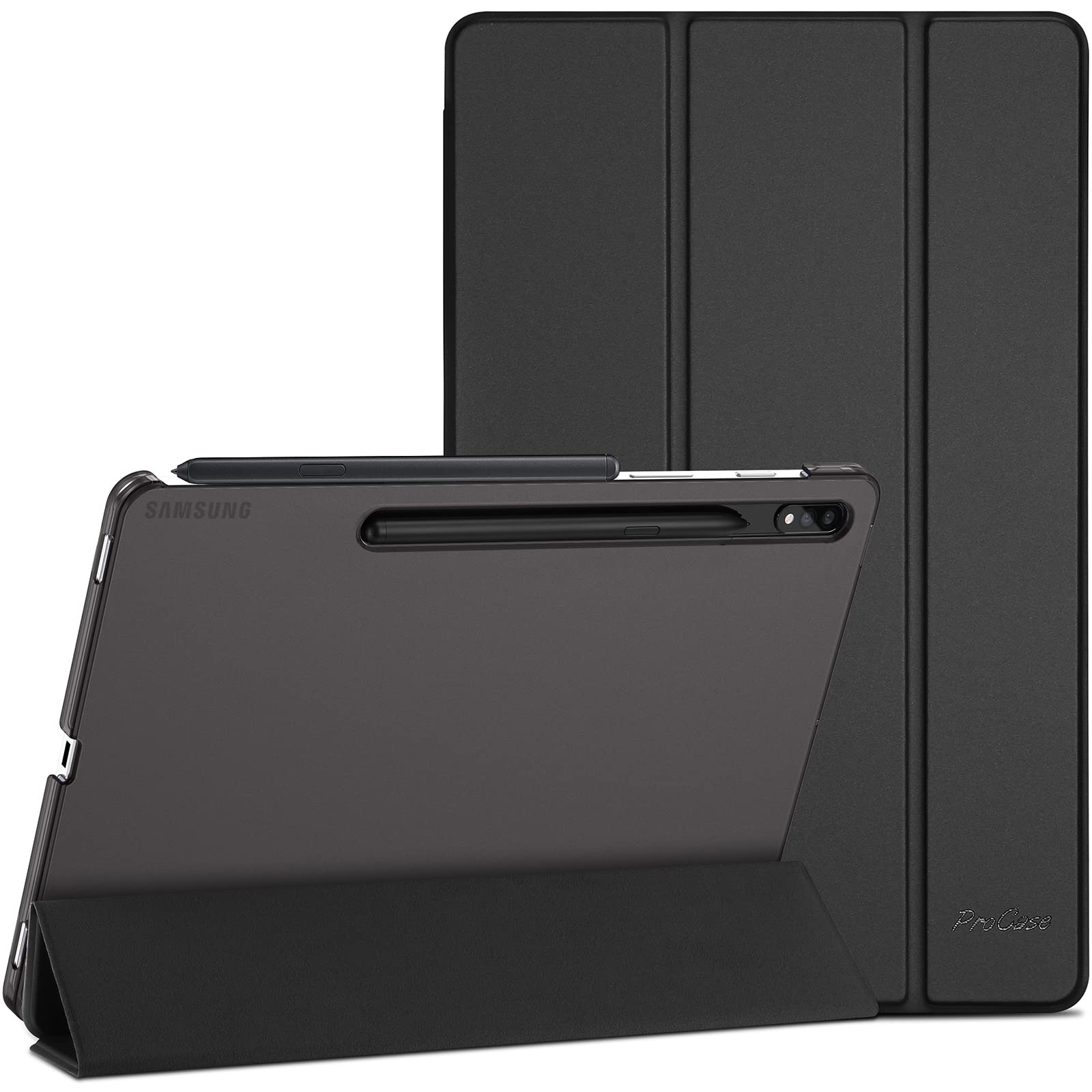 ProCase Cover for Galaxy Tab S8 / Tab S7 11 inch Case, Protective Slim Case Folio Hard Back Stand Smart Cover for 11" Galaxy Tab S8 2022 / Galaxy Tab S7 2020 SM-X700 X706 T870 T875 T878 āBlack