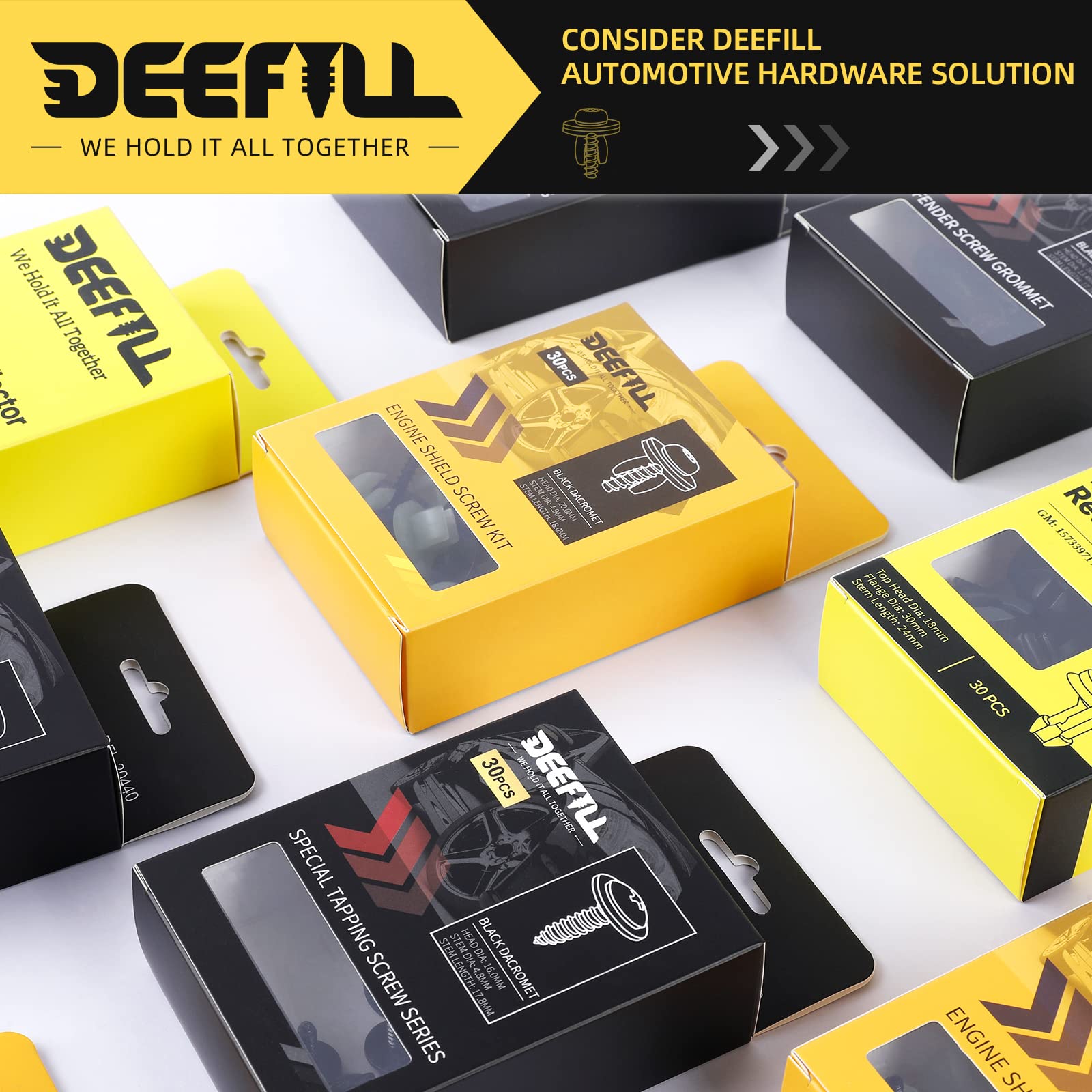 DEEFILL 30PCS T30 Torx Head Under Engine Shield Fender Liner Deflector Grille Screw Bolt Grommet Nut Kit
