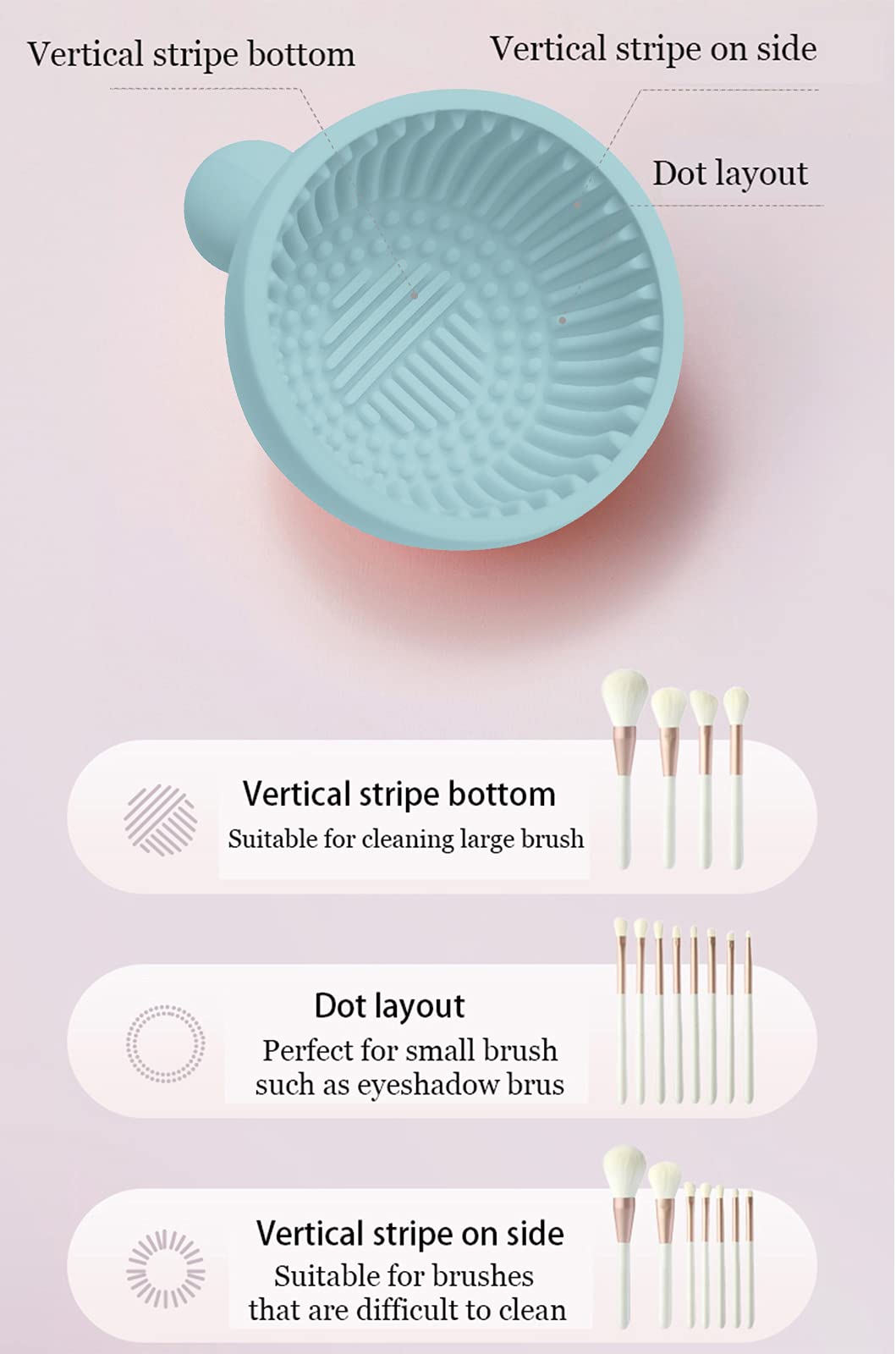 PubconttiMakeup Brush Cleaner Mat,Silicone Make Up Cleaning Brush Scrubber bowl Portable Washing Tool Cosmetic Brush Cleaners for Gir,Easy Clean