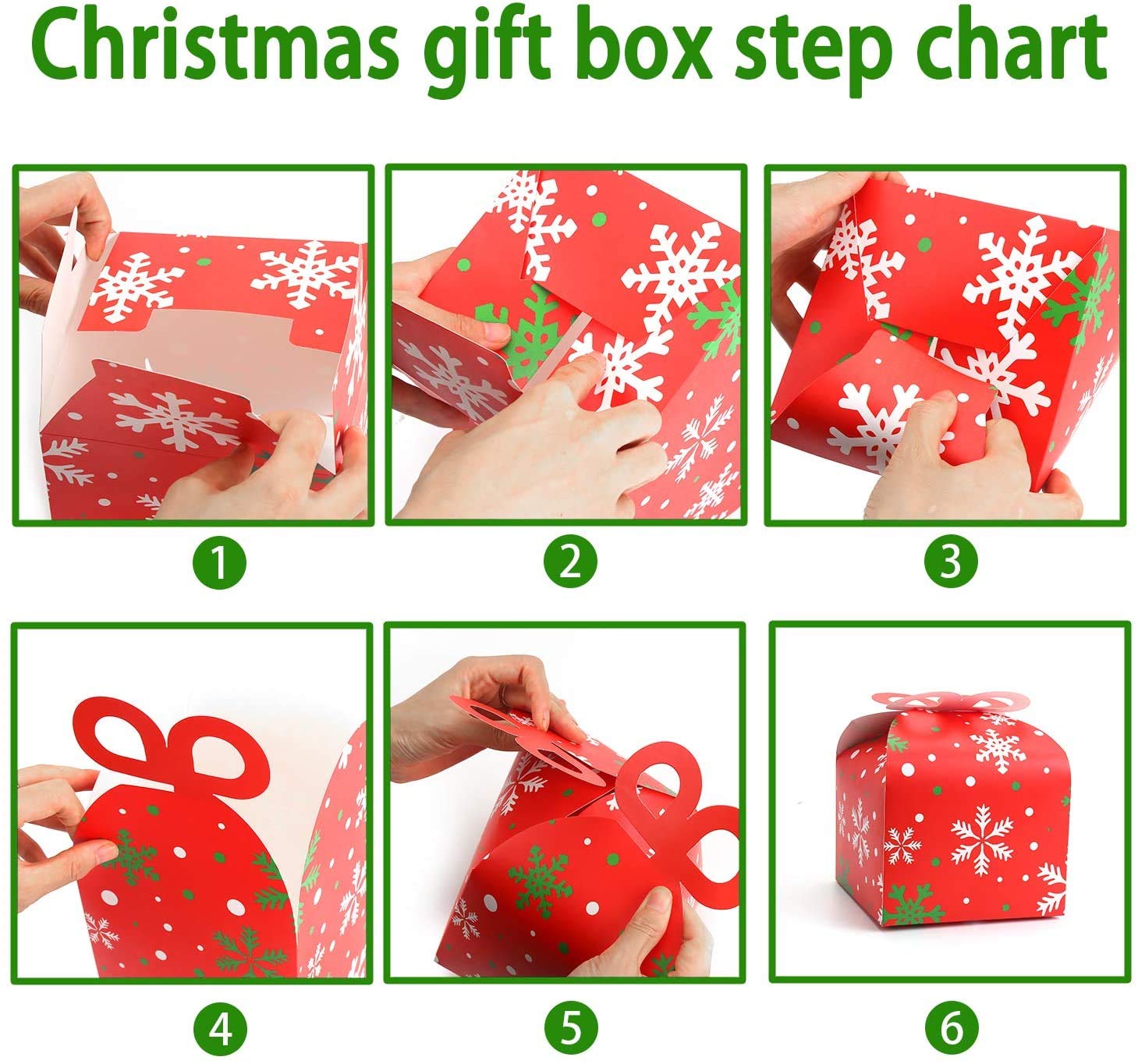 LOKIPA Christmas Kraft Goody Gift Boxes, 24 Xmas Party Paper Treat Candy Boxes With Bow for Christmas Favor