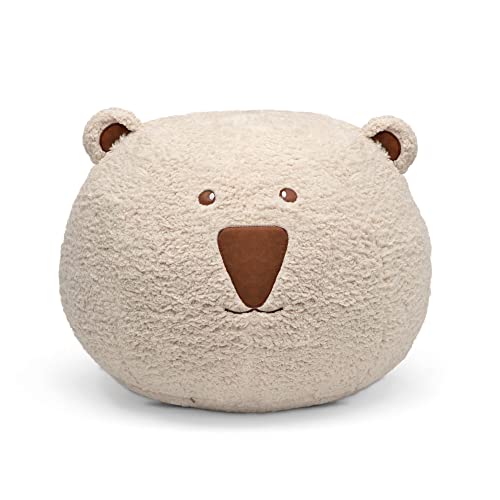 Delta Children Bear Plush Foam Pouf Ottoman, Cute Room Decor, Cream Sherpa/Faux Leather
