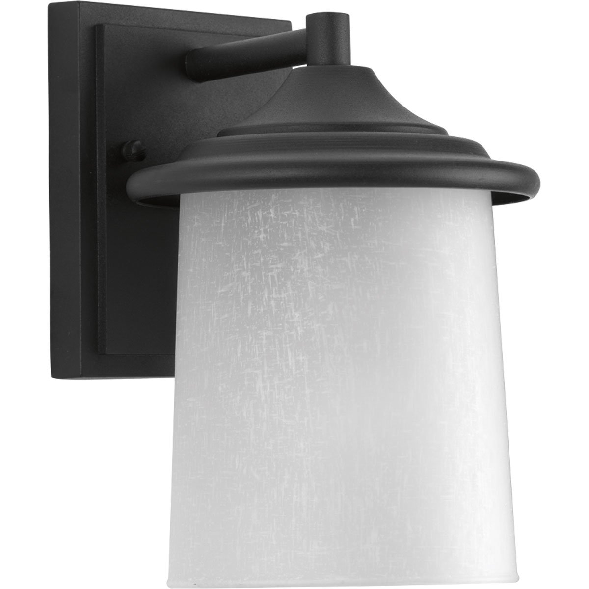 Progress Lighting Essential Collection 1-Light White Linen Glass Craftsman Outdoor Small Wall Lantern Light Textured Black , 6"