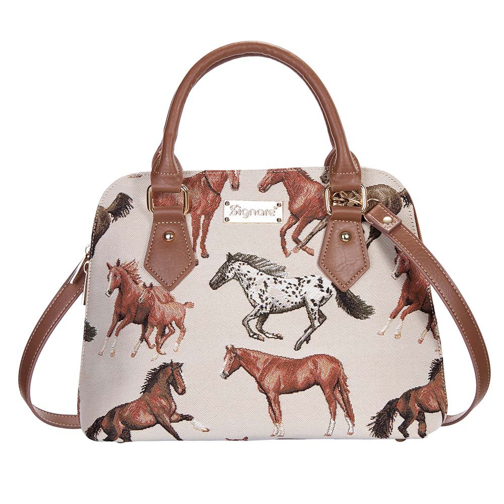 Signare Tapestry Hand Shoulder Bag Cross Body Purses Handbag Satchel Bag for Women In Running Horse Design|CONV-RHOR