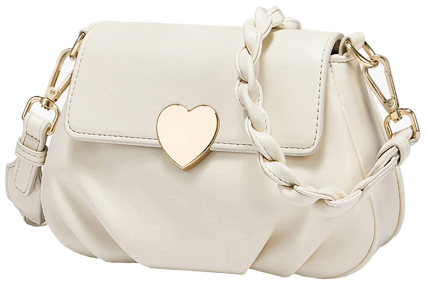 ZEHO Cloud Crossbody Shoulder Bag Dumpling Purse Women Small PU Leather Crossbody Bag Girls Ruched Handbag, White