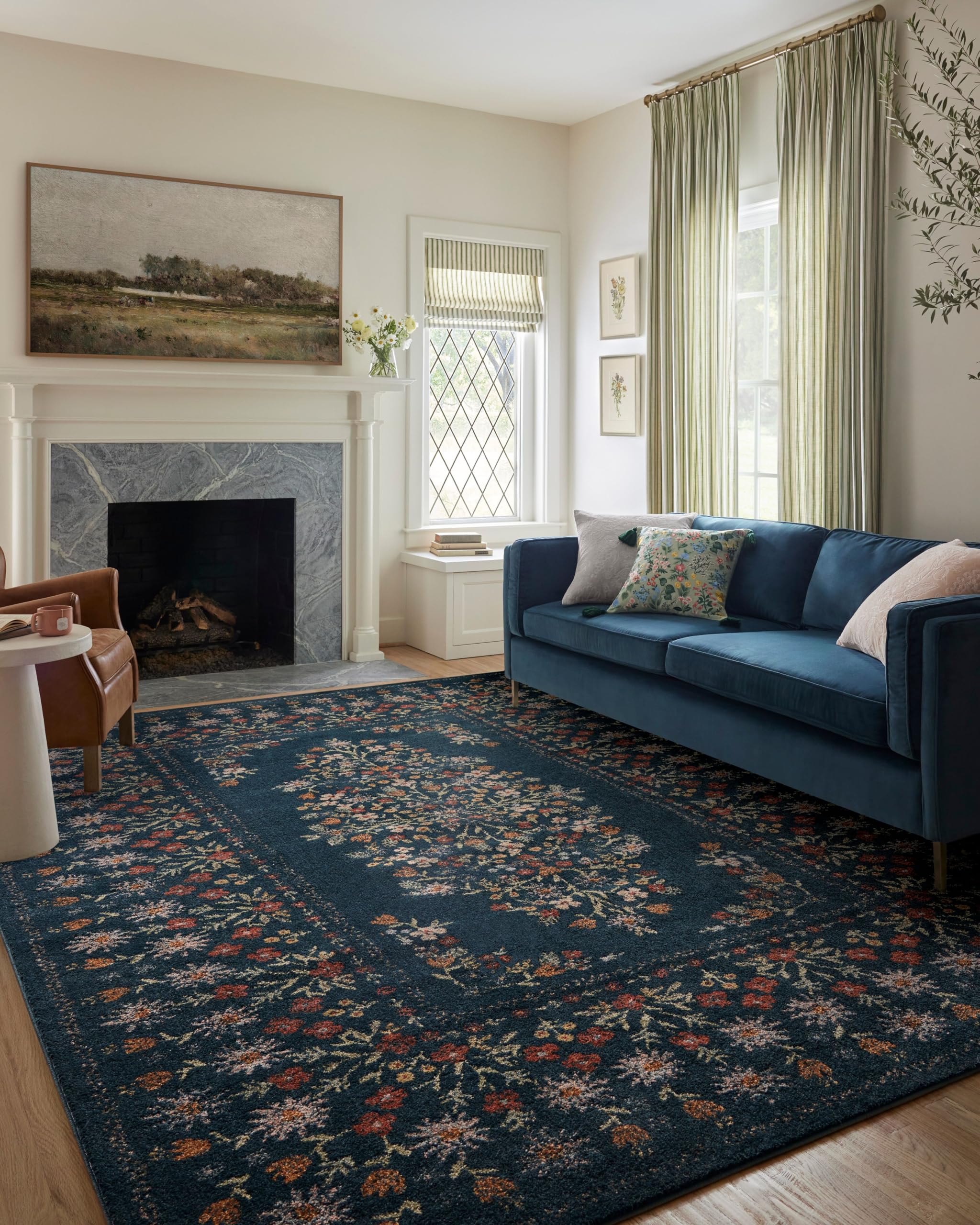 Loloi Rifle Paper Co. x Laurel Black 5'-3" x 7'-8" Area Rug