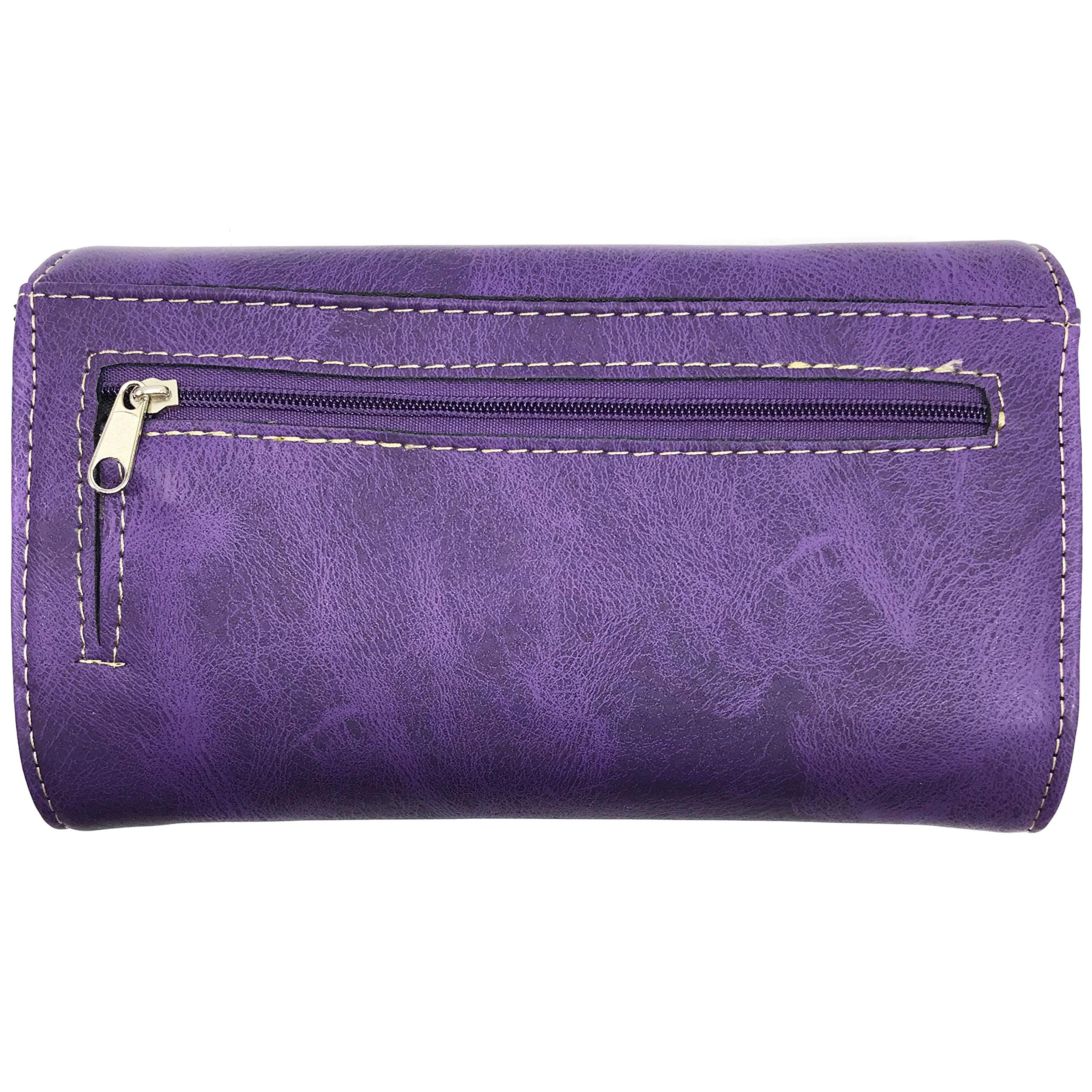 Zelris Butterfly Flower Season Embroidery Women Conceal Carry Handbag Wallet Set (Purple Violet)