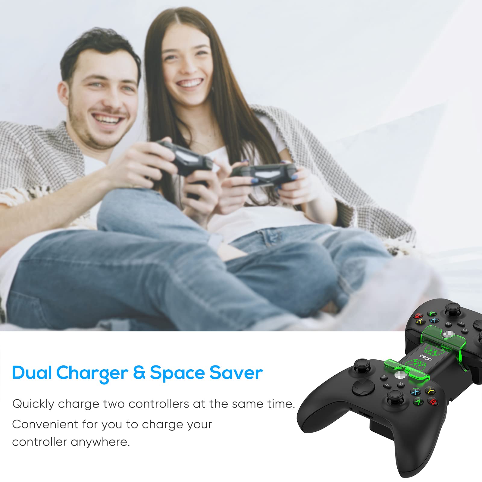 Controller Charger Dock for Xbox Series X/for Xbox Series S with 2x1400mAh Battery Pack, MENEEA Dual Charging Stand Station Accessories with Large Capacity Rechargeable Battery and Cover