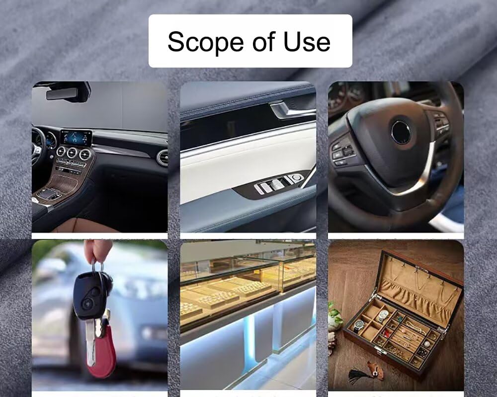 Generic Black Faux Suede Fabric Wrap Self Adhesive Suede Sheet Film Sticker Stretch Car Interior Wrap for DIY Craft Handmade(Black,20x118 inch)