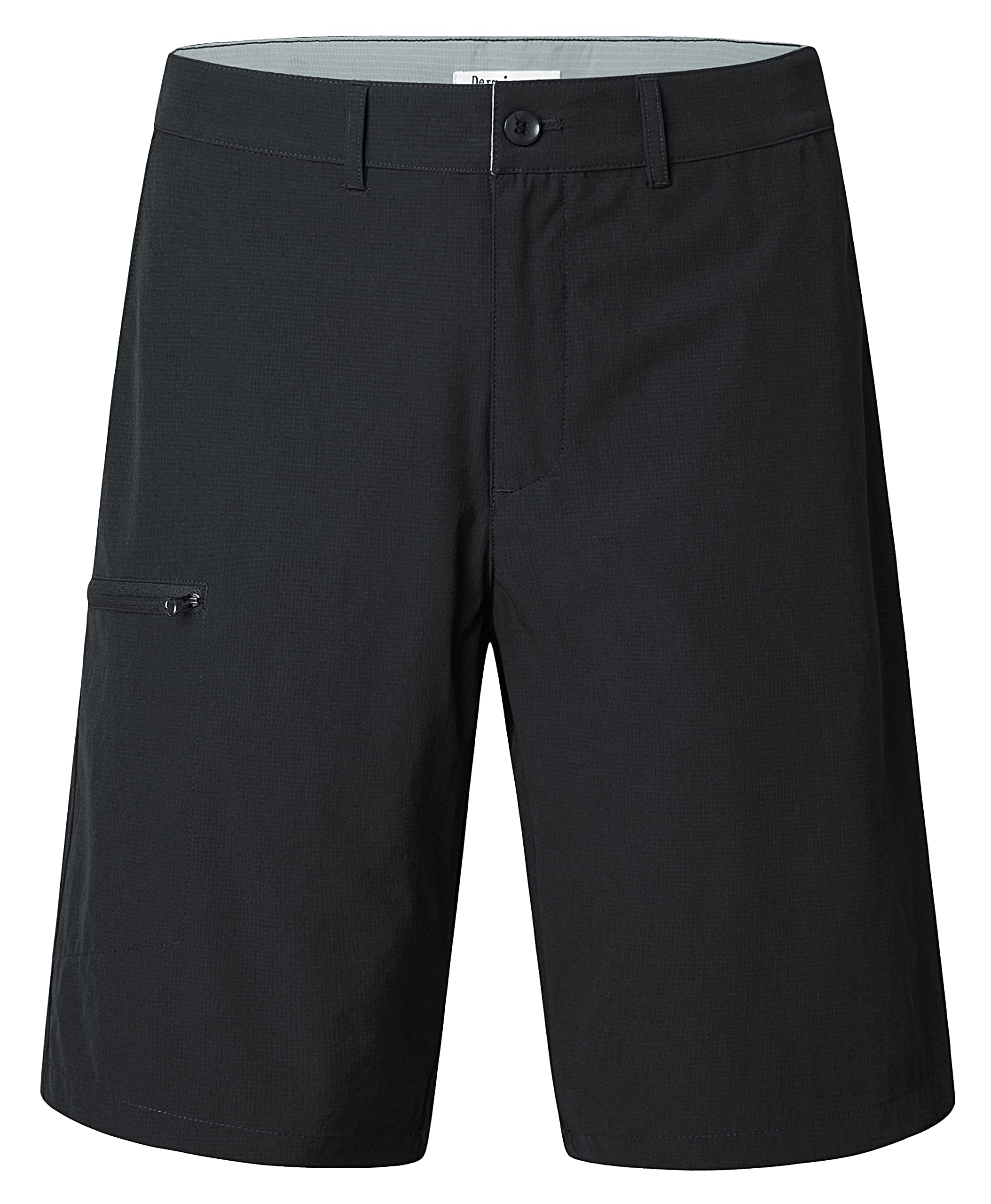 Derminpro Men's Waterproof Quick Dry Pocketed Stretch Zip Pockets Hiking Shorts Black Large