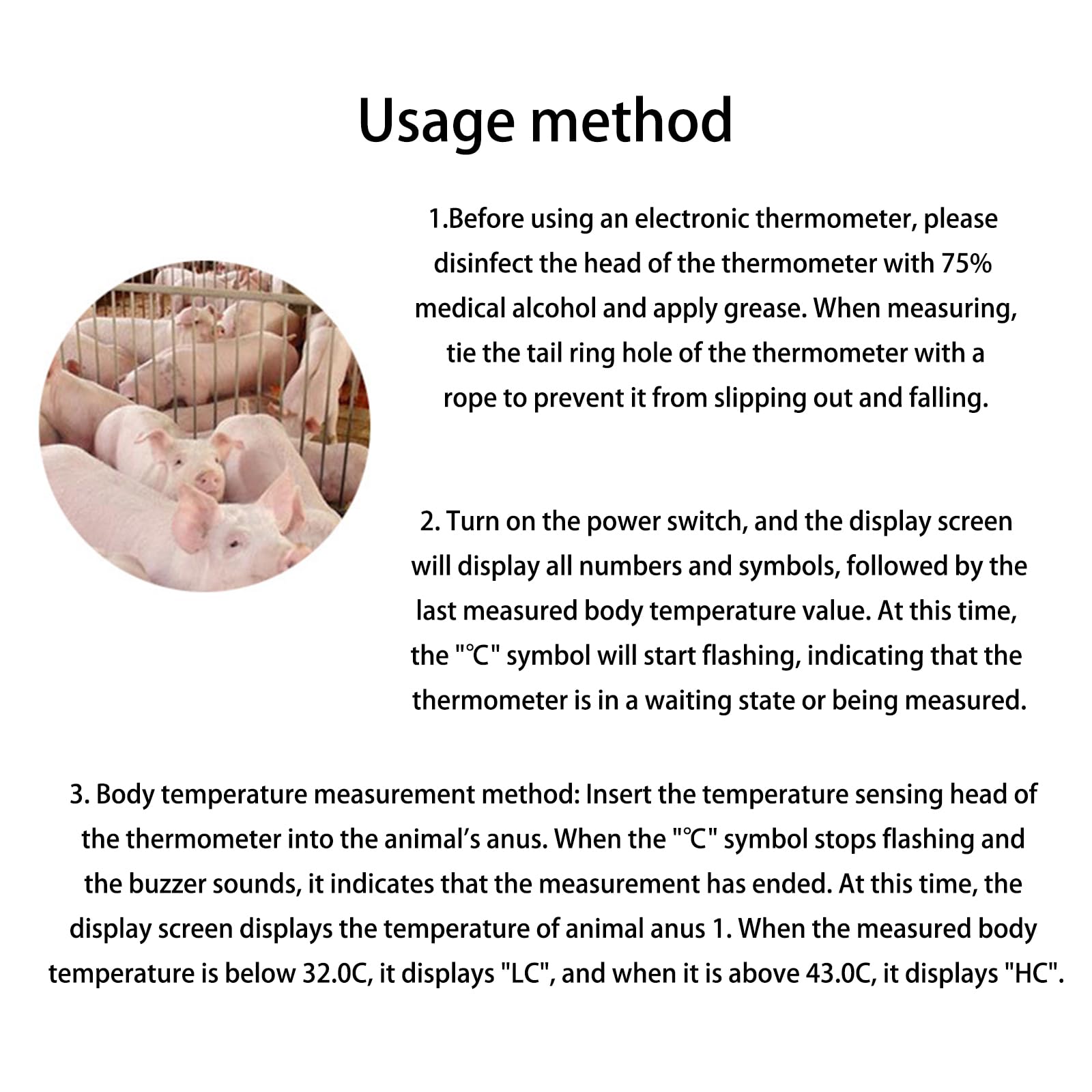 Long-Lasting Waterproof Thermometer for Pet Health Washable Pet Thermometer Device for Monitoring and Treating Pets Poultry Thermometer Digital Poultry Thermometer Chicks