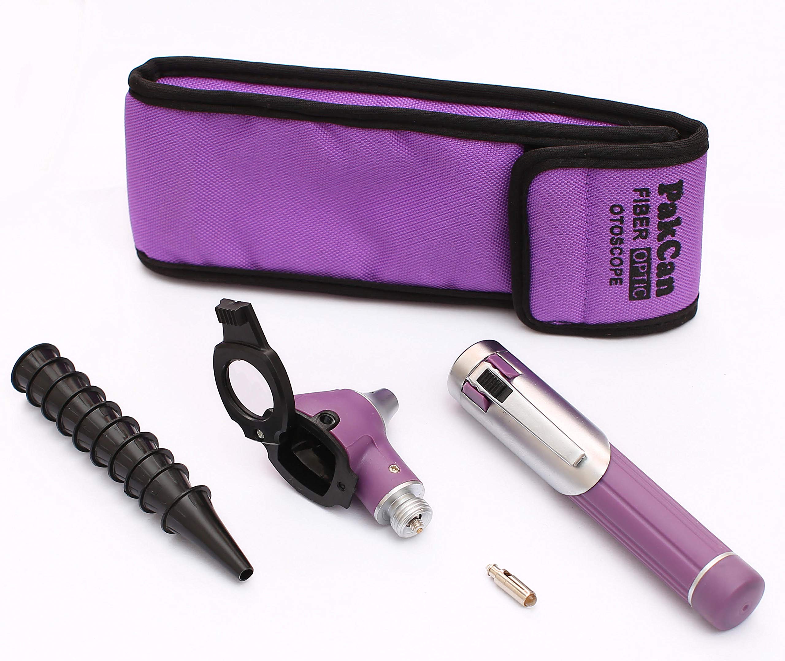 Pakcan Compact Pocket Size Fiber Optic Medical Diagnostic Ear Otoscope with Light (Purple)