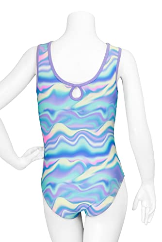 Destira Leotards for Girls Gymnastics, Cotton Candy Multi-Colored Swirls Fun Design Dance, Ballet One-Piece Outfit, Child Medium (8)
