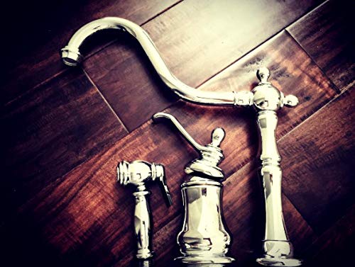 Kingston Brass KS7801TPLBS Templeton Widespread Kitchen Faucet with Brass Sprayer, Polished Chrome