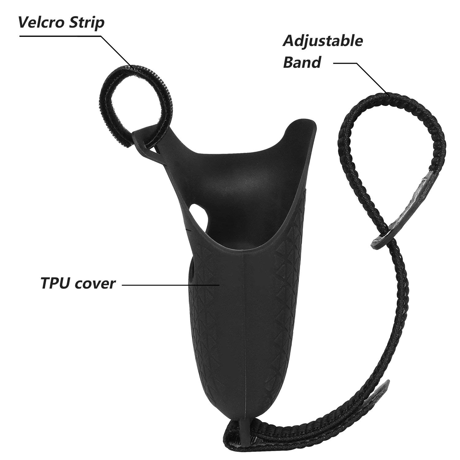 COOLWUFAN Touch Controller Grip Cover for Oculus Quest/Oculus Rift S Protective Sleeve Handle Case Shell Accessories with Adjustable Wrist Strap/Sweat-Proof/Non-Slip (Black)(Not Fit Quest 2)