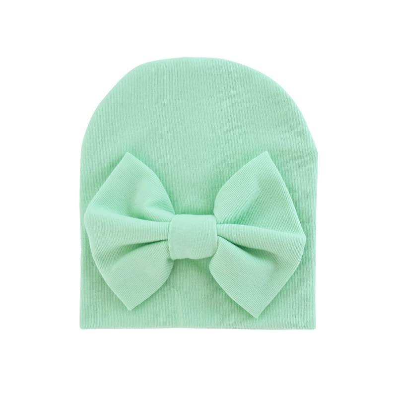QandSweet Newborn Girls' Hats & Caps Infant Big Bow Cotton Hat 0-6 Months 6-Pack (6 Colors A)